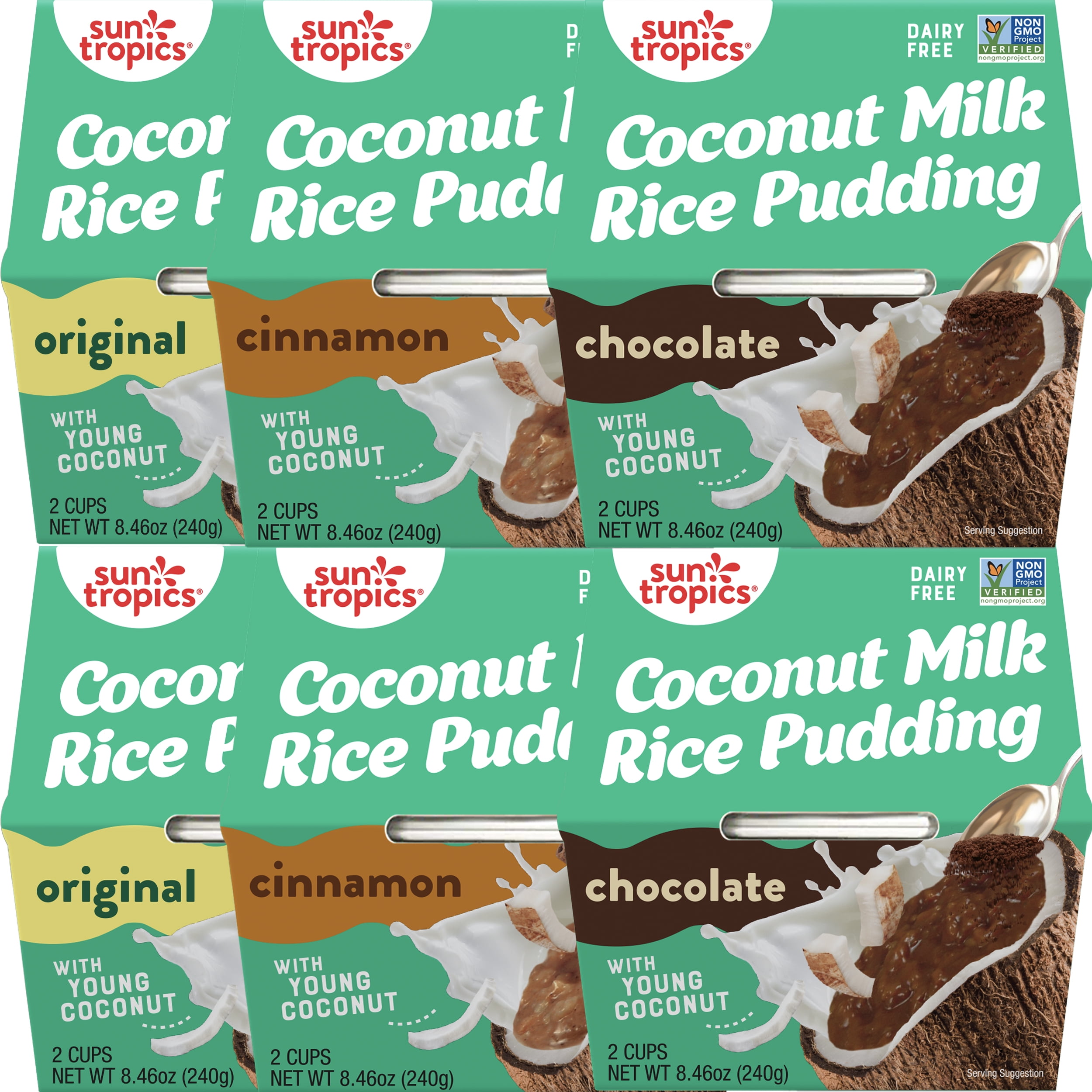Sun Tropics Natural Coconut Milk Rice Pudding Variety Pack, Original ...