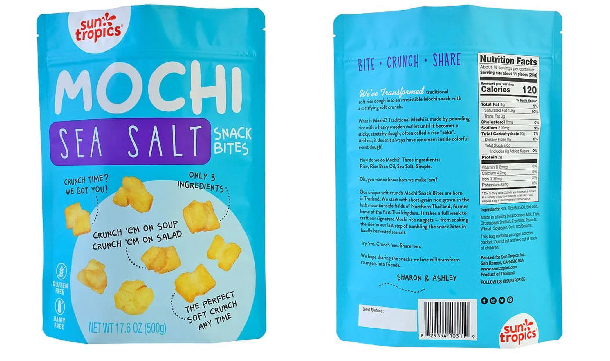 Sun Tropics Mochi Sea Salt Snack Bites, Sea Salt, Dairy Free, Gluten ...