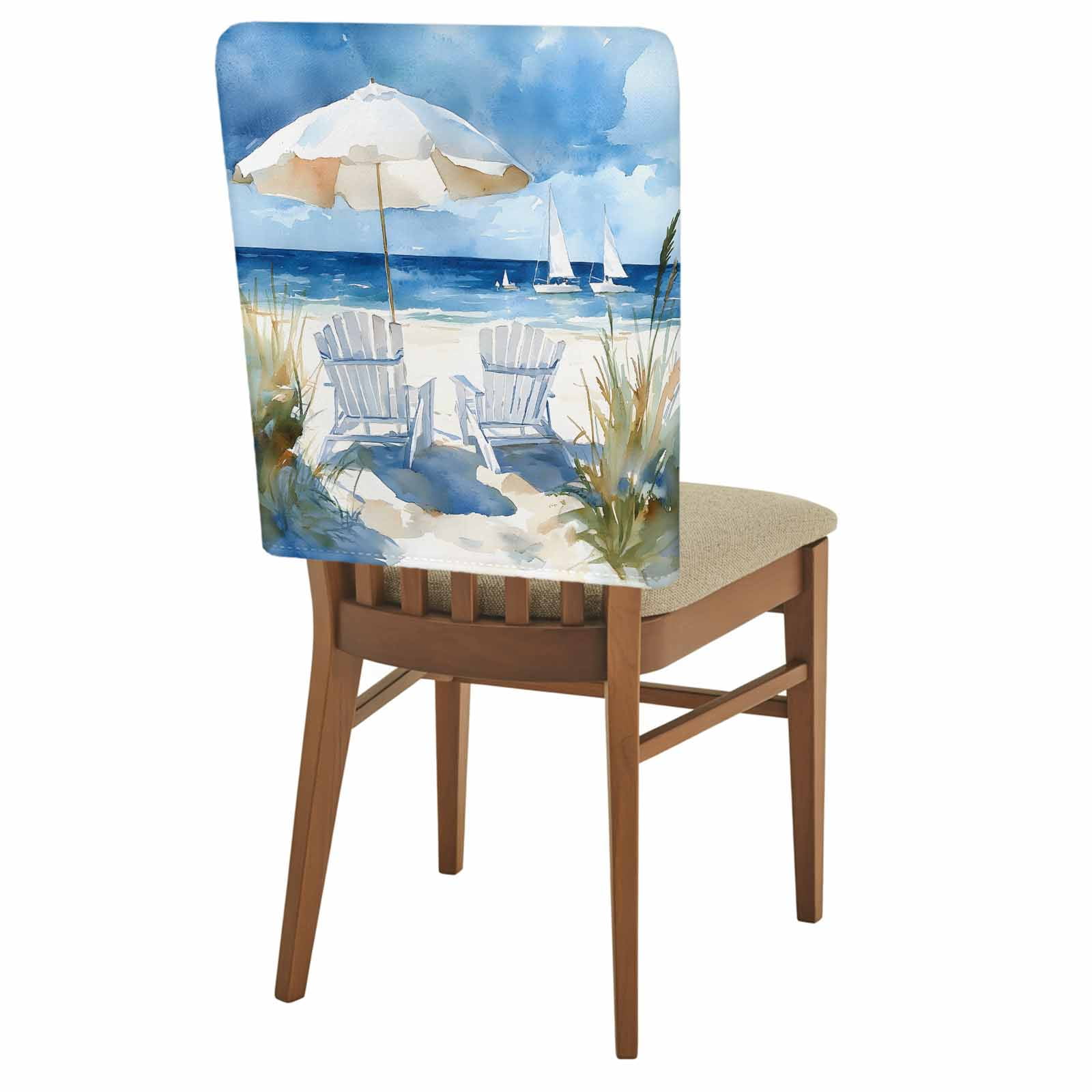 Sun Umbrella Ship Chair Back Covers Set of 1, Watercolor Beach Chair ...