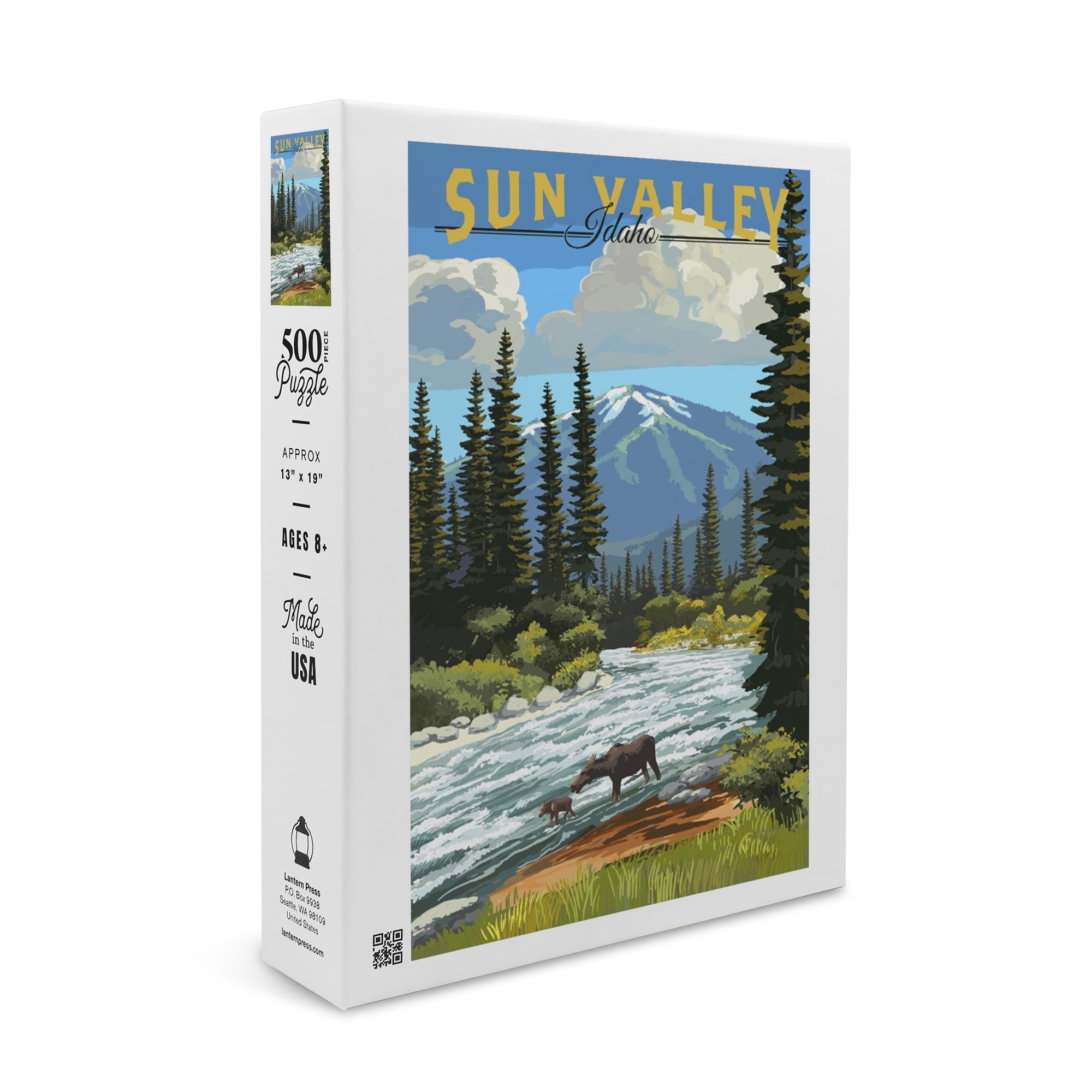 Sun Valley, Idaho, Moose and River Rapids (19x27 inches, Premium 500 ...