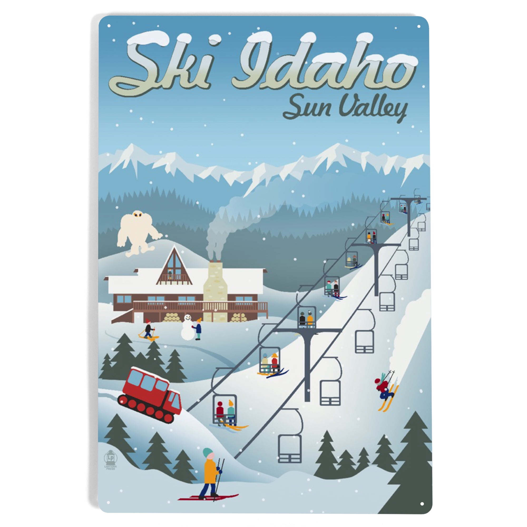 Sun Valley, Idaho, Retro Ski Resort (12x18 Aluminum Art, Indoor Outdoor ...