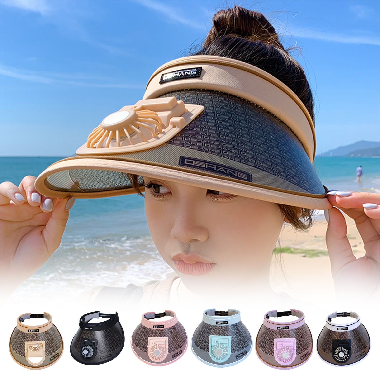 Sun Visor Cap, Sports Fan Hat, Large Eaves, USB Charging, Breathable ...