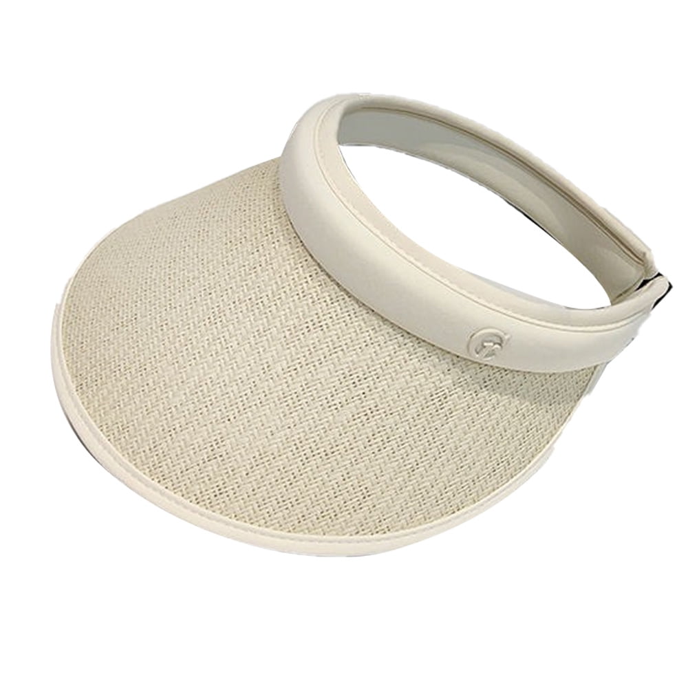 Sun Visor Hat Wide Brim Beach Cap Foldable - Beige - Walmart.com