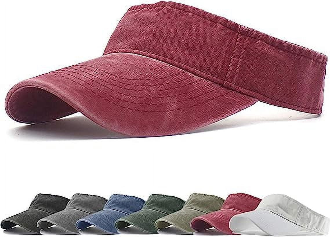 Sun Visor Hats Cotton Twill Ball Adjustable Sun Caps for Men Women(Red ...
