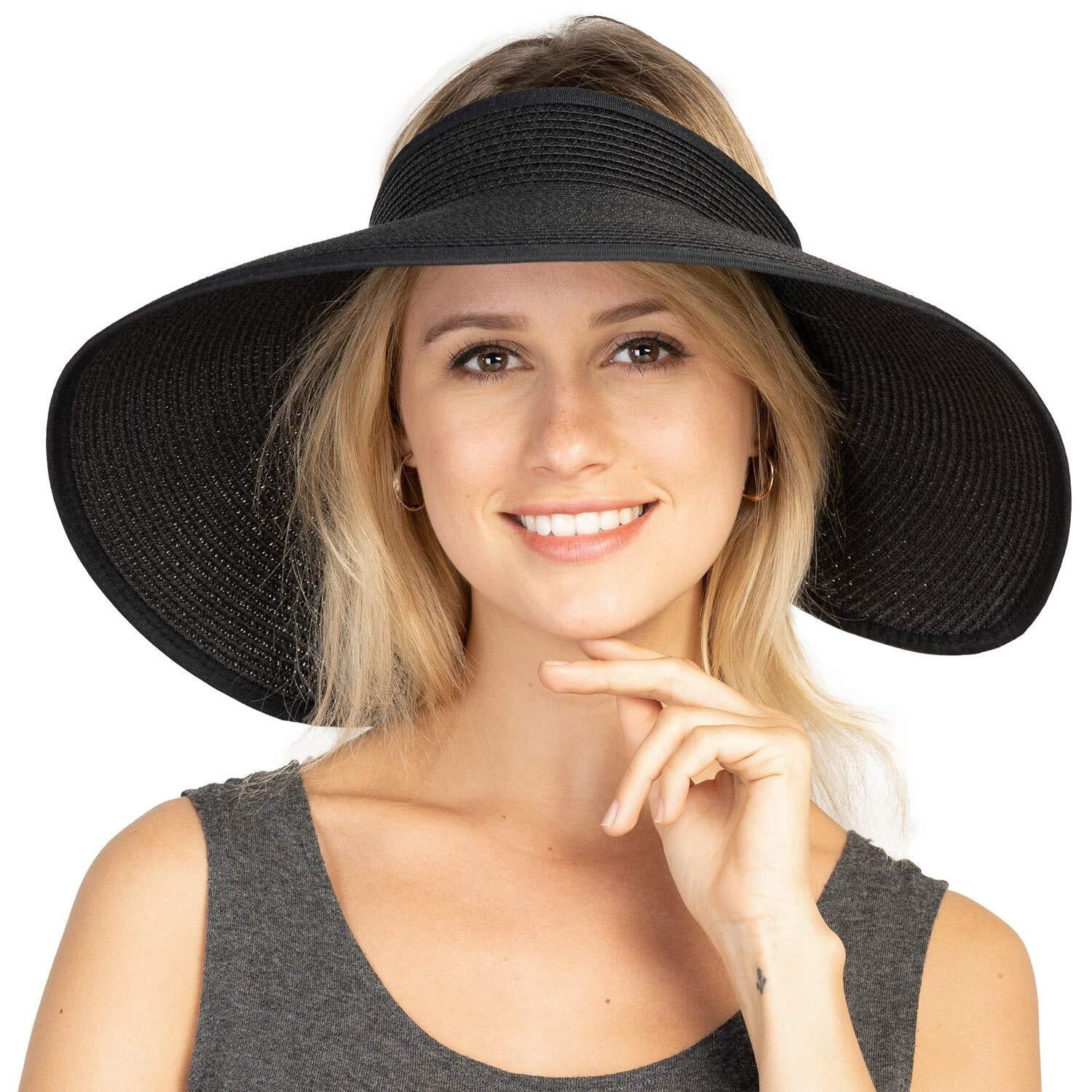 Sun Visor Hats Summer Wide Brim Clip on Beach Adjustable Large Brim Cap ...