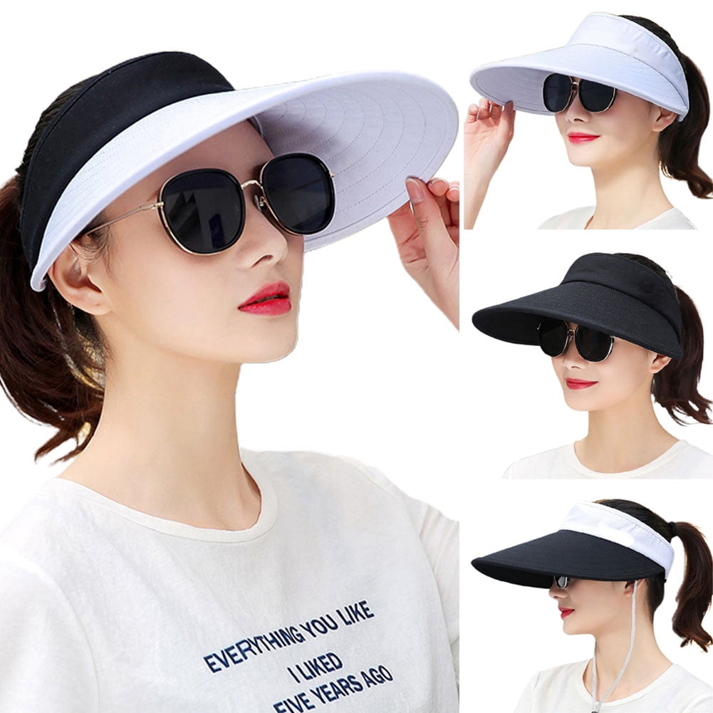 Sun Visor Hats Women Large Brim Summer UV Protection Beach Cap ...