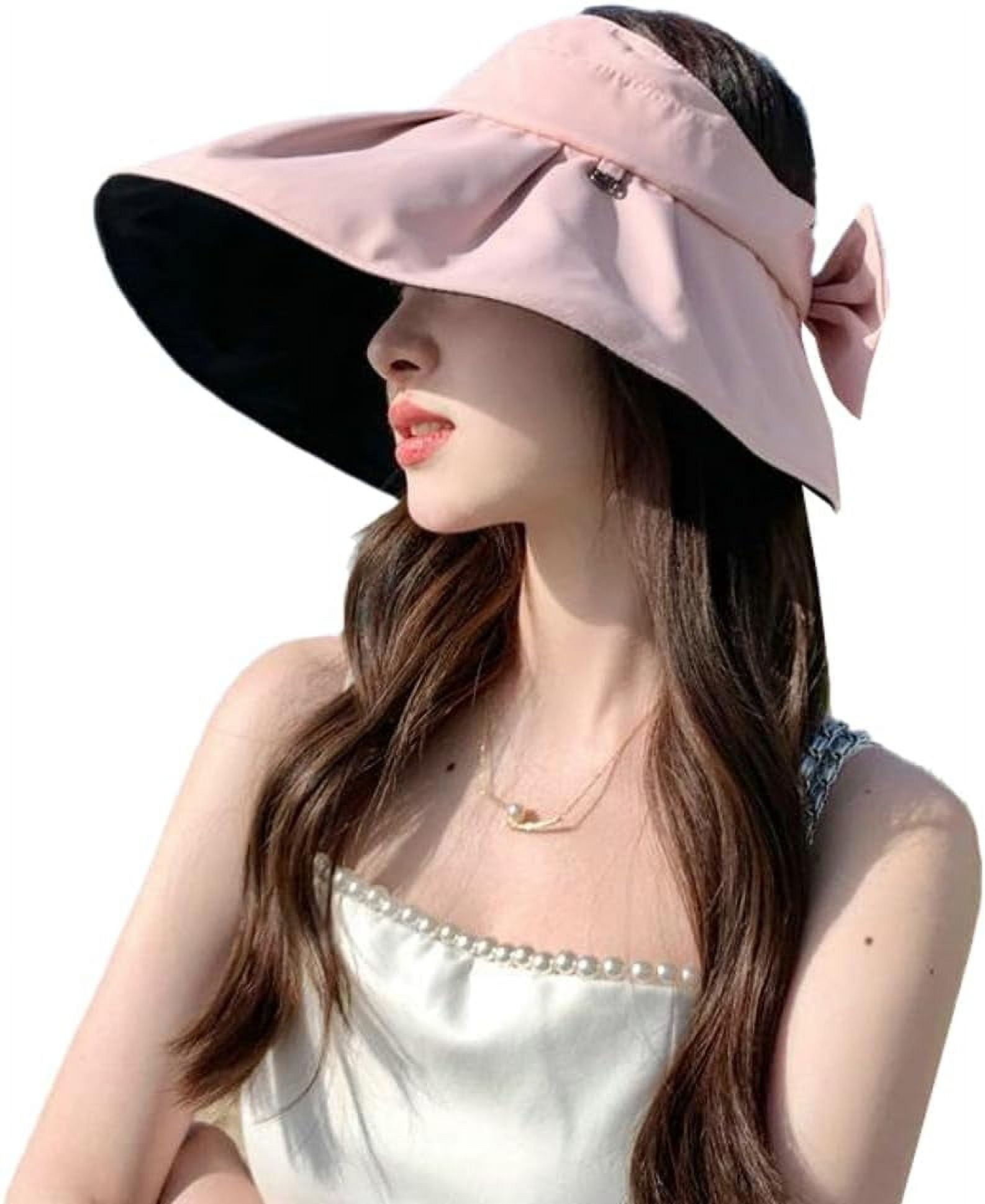 Sun Visor Hats for Women Wide Brim UPF 50+ Bucket Hats Summer Visor Caps Beach Hat Packable UV ...