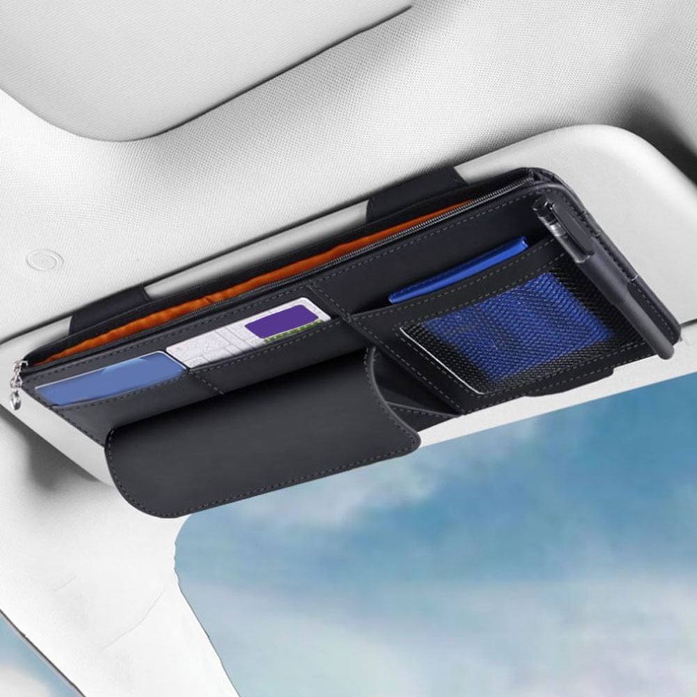 Sun Visor Organizer Car Leather Interior Pocket Pen Glasses Bag Storage ...