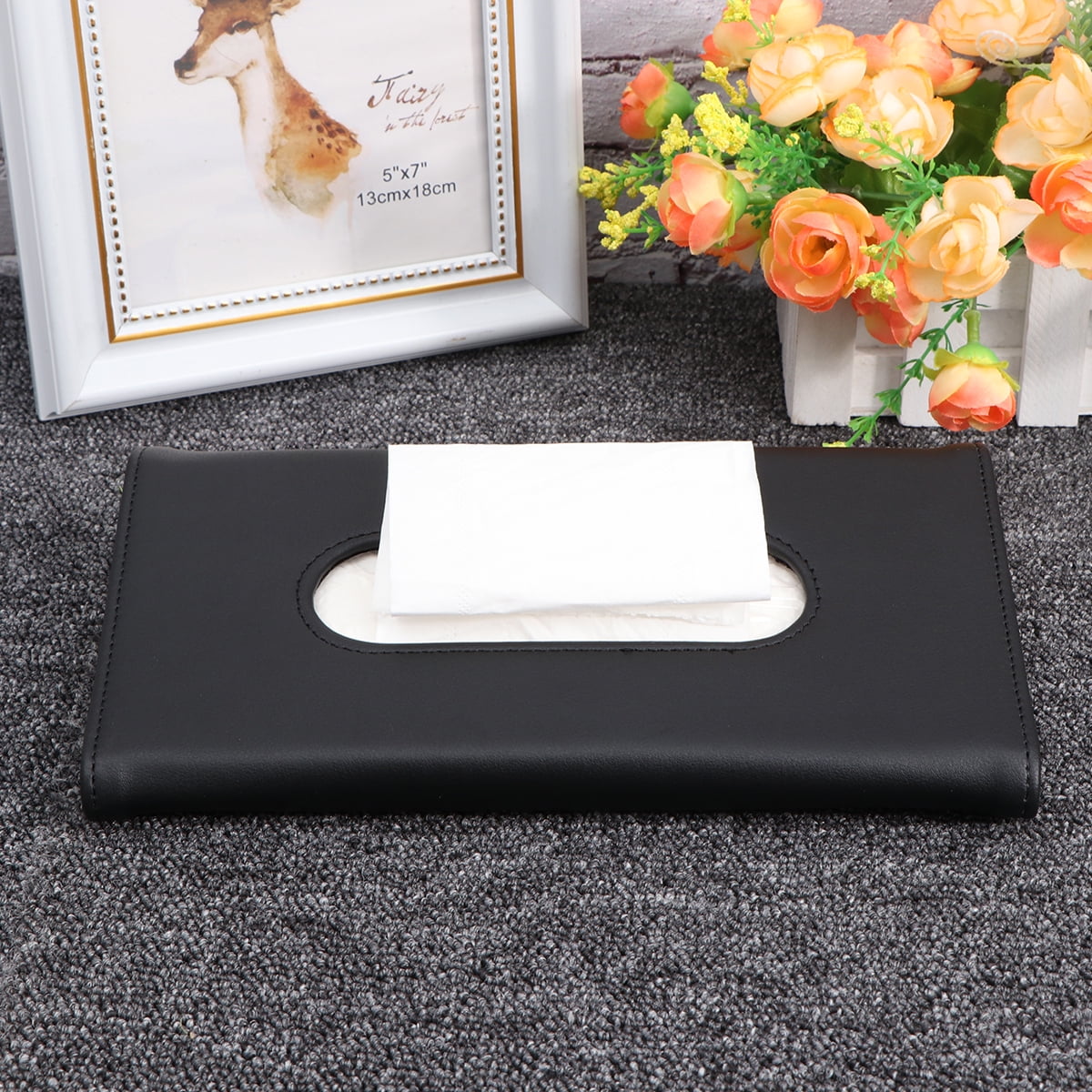 Sun Visor PU Paper Holder Tissue Box Hanging Leather Clips Tissue ...