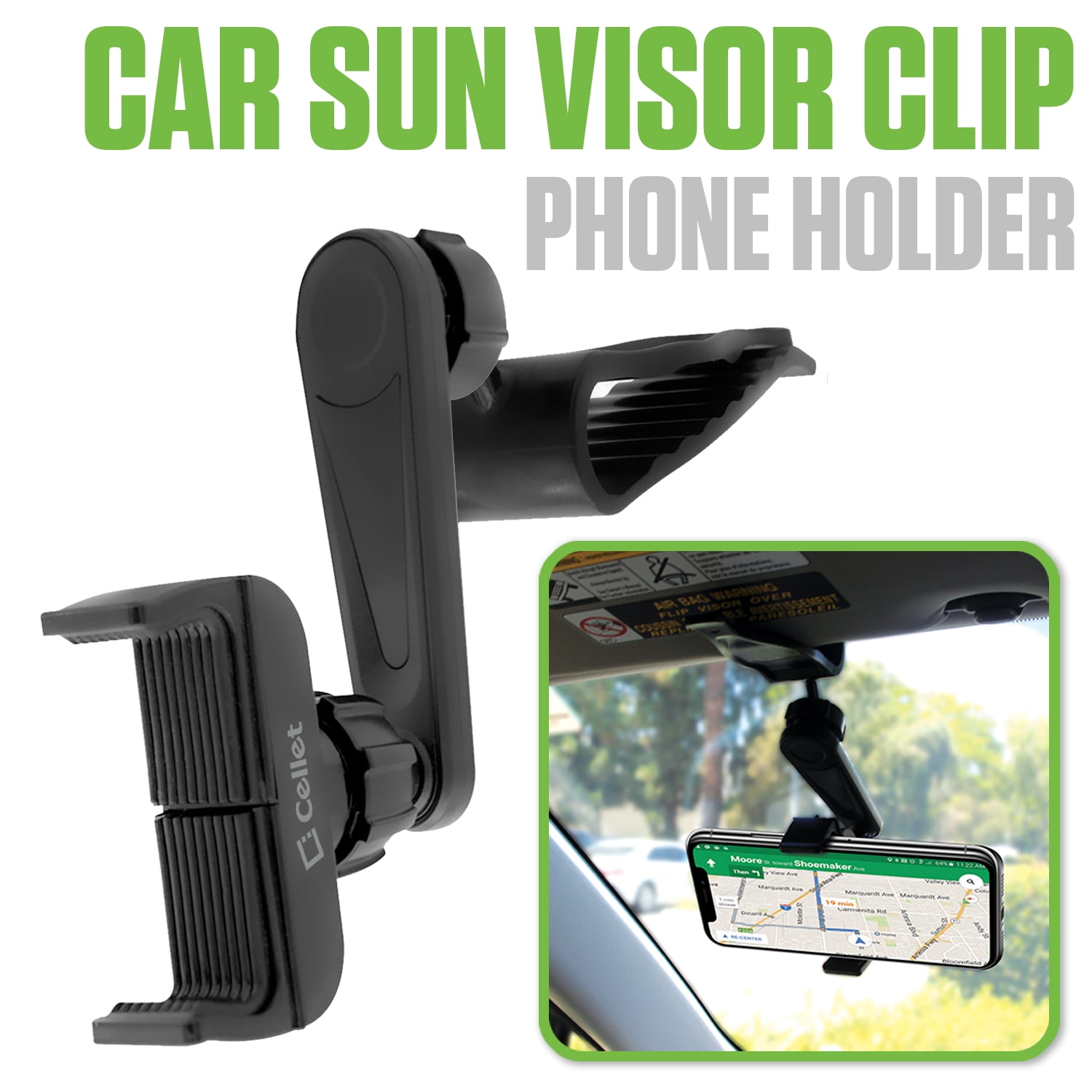 Cellet Car Sun Visor Clip Phone Holder, 360° Rotating Cradle Mount for ...