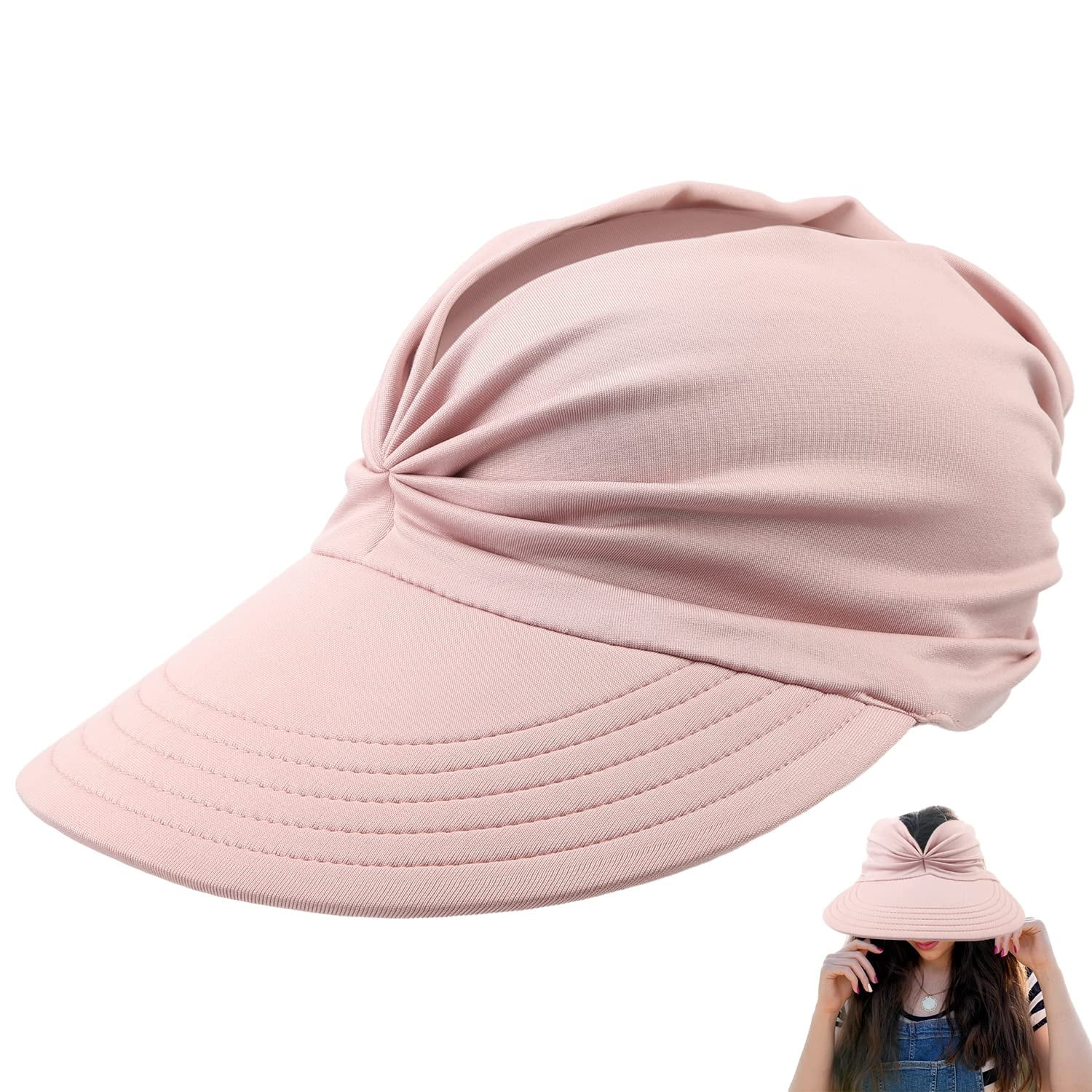 Sun Visor Ponytail Hat Women, Foldable Wide Visor of a Cap Sun Visors ...