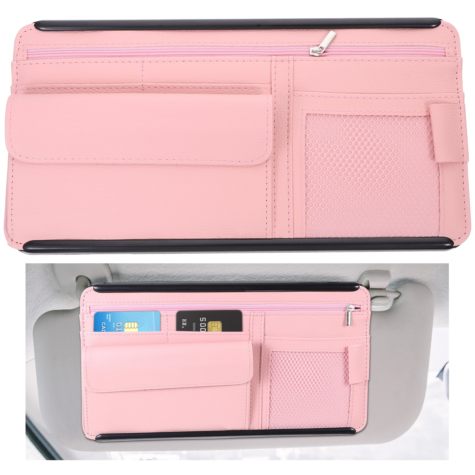 NIAIZEK Car Visor Organizer PU Sun Visor Storage Bag with Pockets for ...