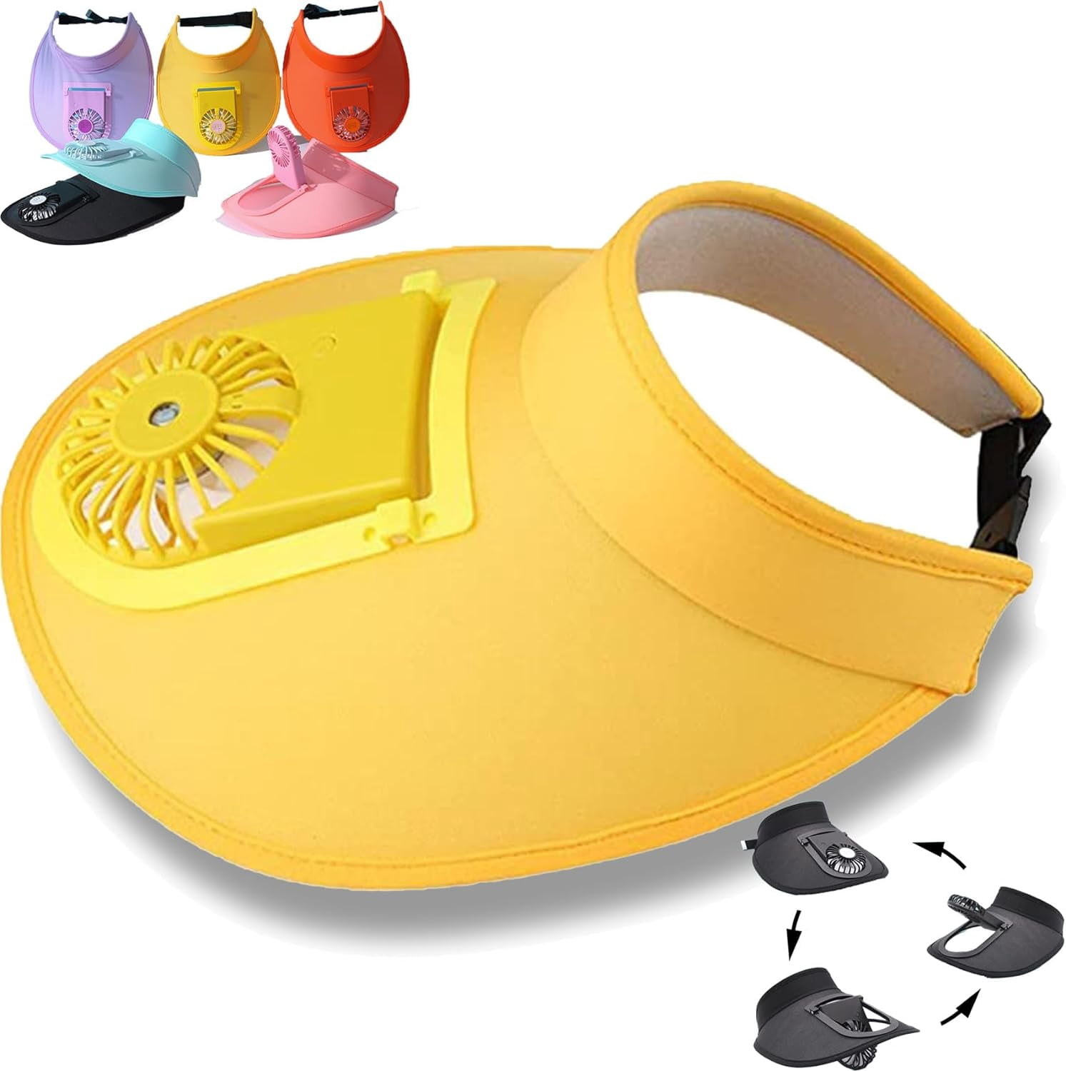 Sun Visor with Fan, Sun Visor Hat with Fan, Visor Fan, 3 Gear Wind ...