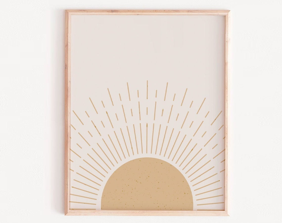 Sun Wall Art, Boho Sun Wall Art, Neutral Sun Print, Minimalist Wall Art ...