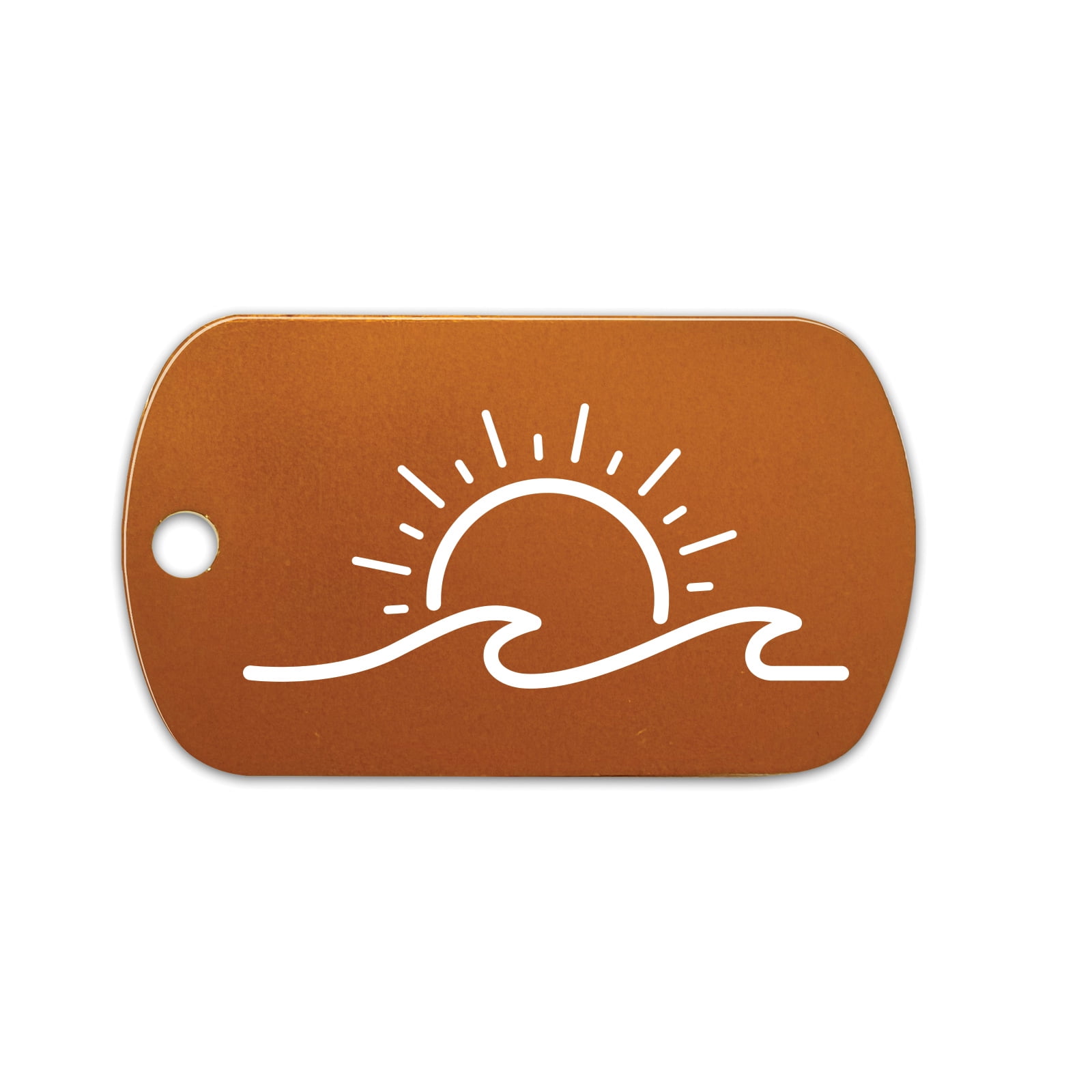 Sun & Wave GI Dog Tag Aluminum Keychain explore beach board sail surf ...