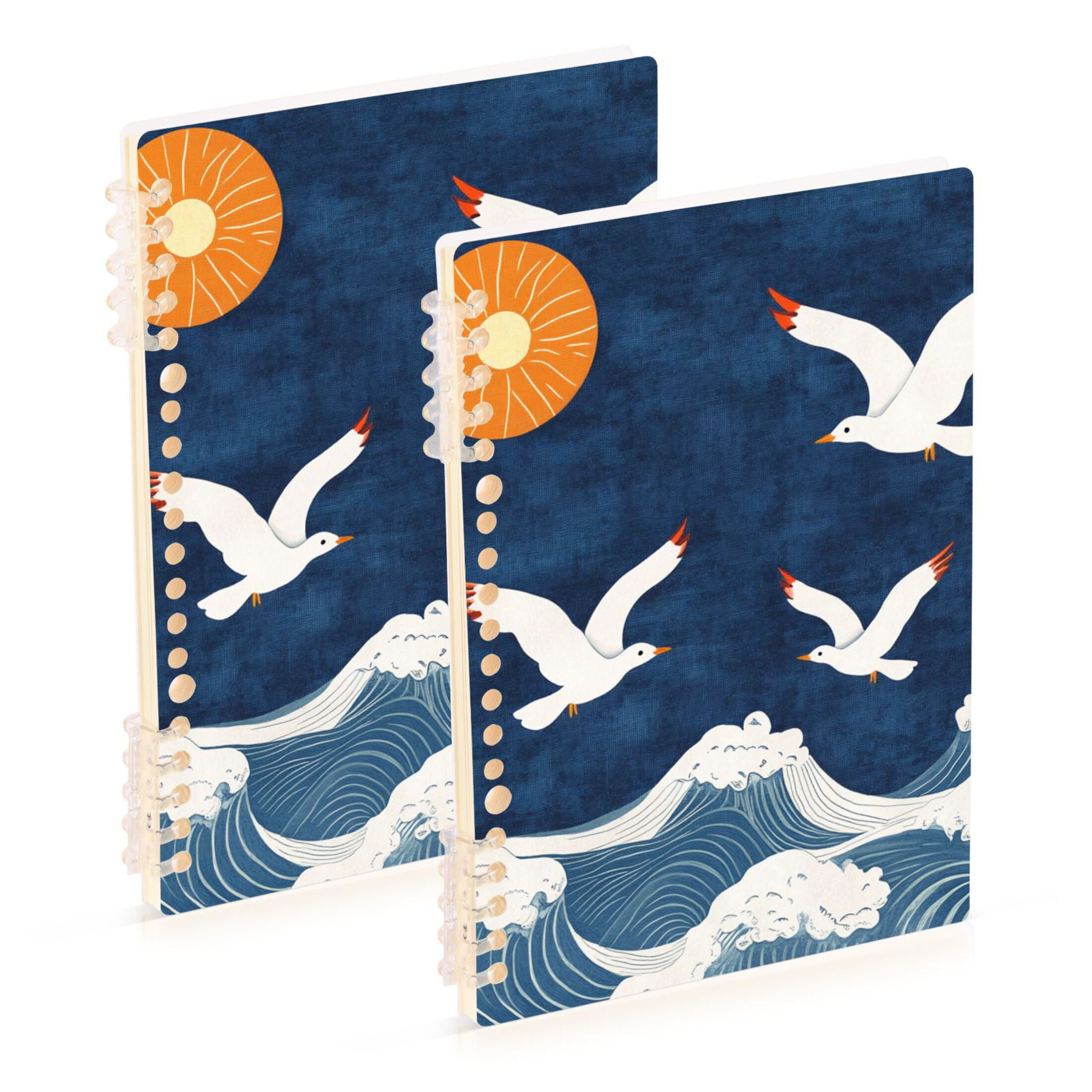 Sun Waves Seagulls Fly Retro Notebook Detachable Coil Notebook Diary A5 Size 60 Pages 1 Pack ...