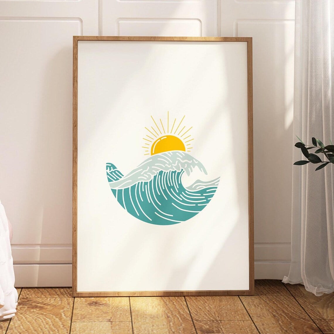 Sun And Waves Wall Art Trendy Coastal Beachy Blue Wall Art Aesthetic ...