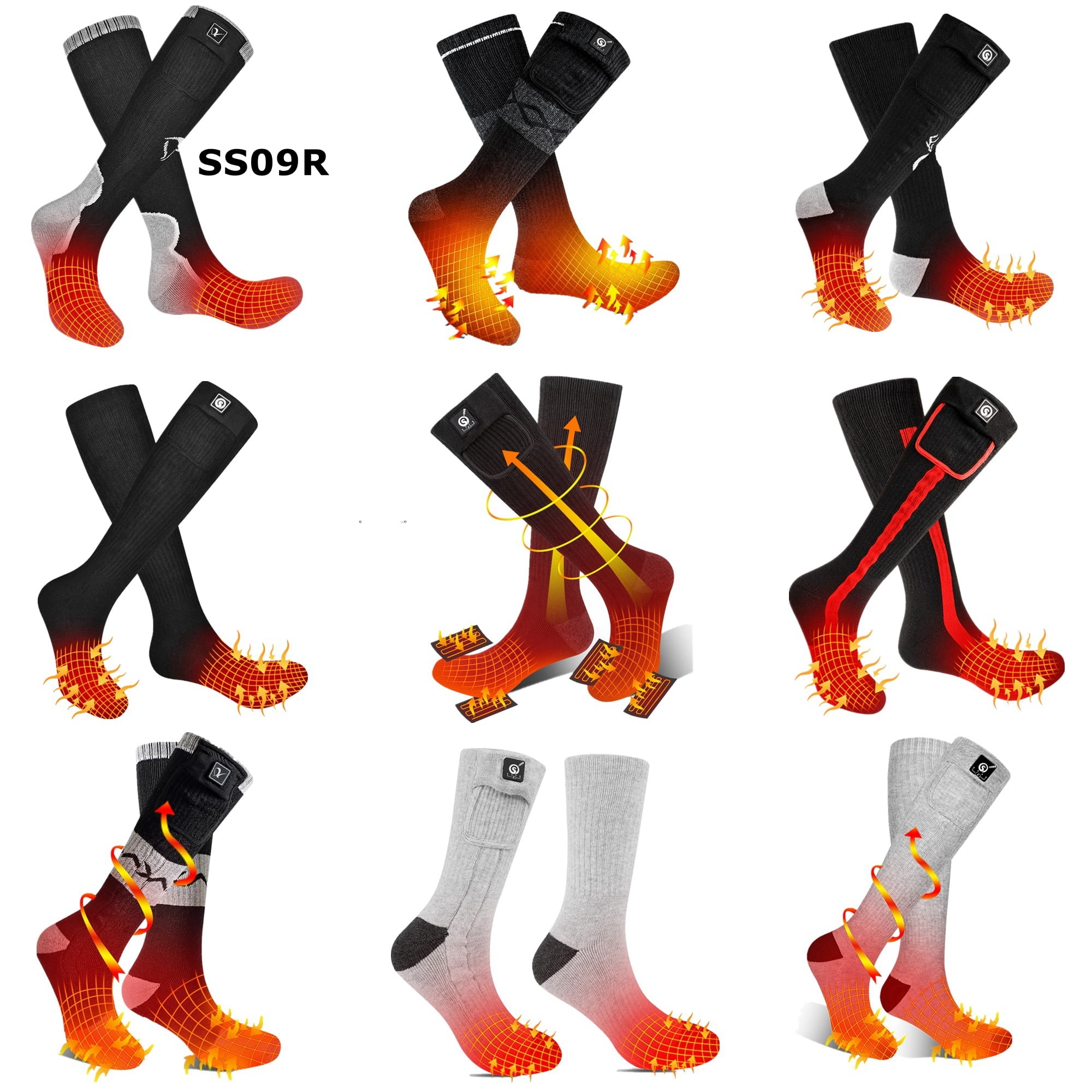 Sun Will 7.4V 2200mAh Electric Heated Scoks,Rechargeable Warm ...