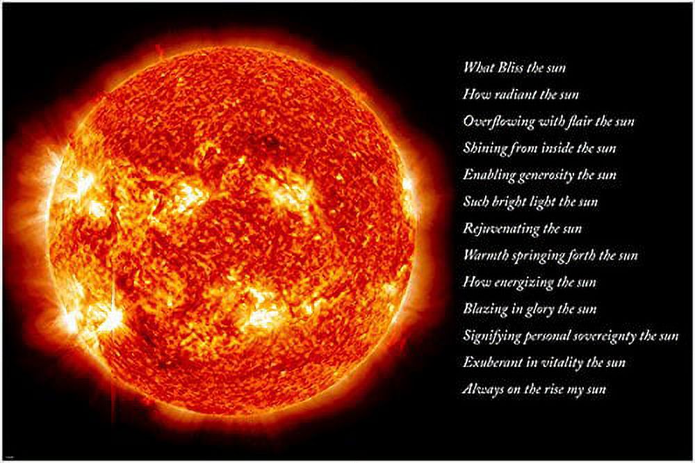 Sun With Poem Art Poster Bright Orange Literary Dazzling 20x30 ...