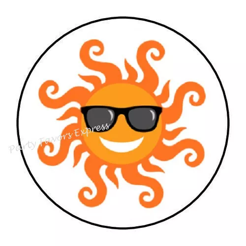 Sun With Sunglasses Sticker Party Favors Sticker Envelope Seals Labels ...