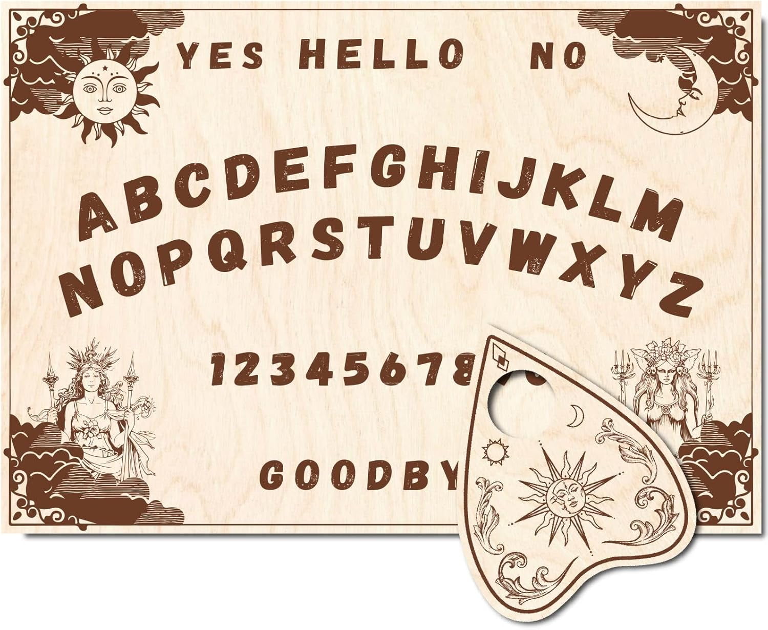 Sun Wood Spirit Board Moon Pendulum Dowsing Divination Board Set ...