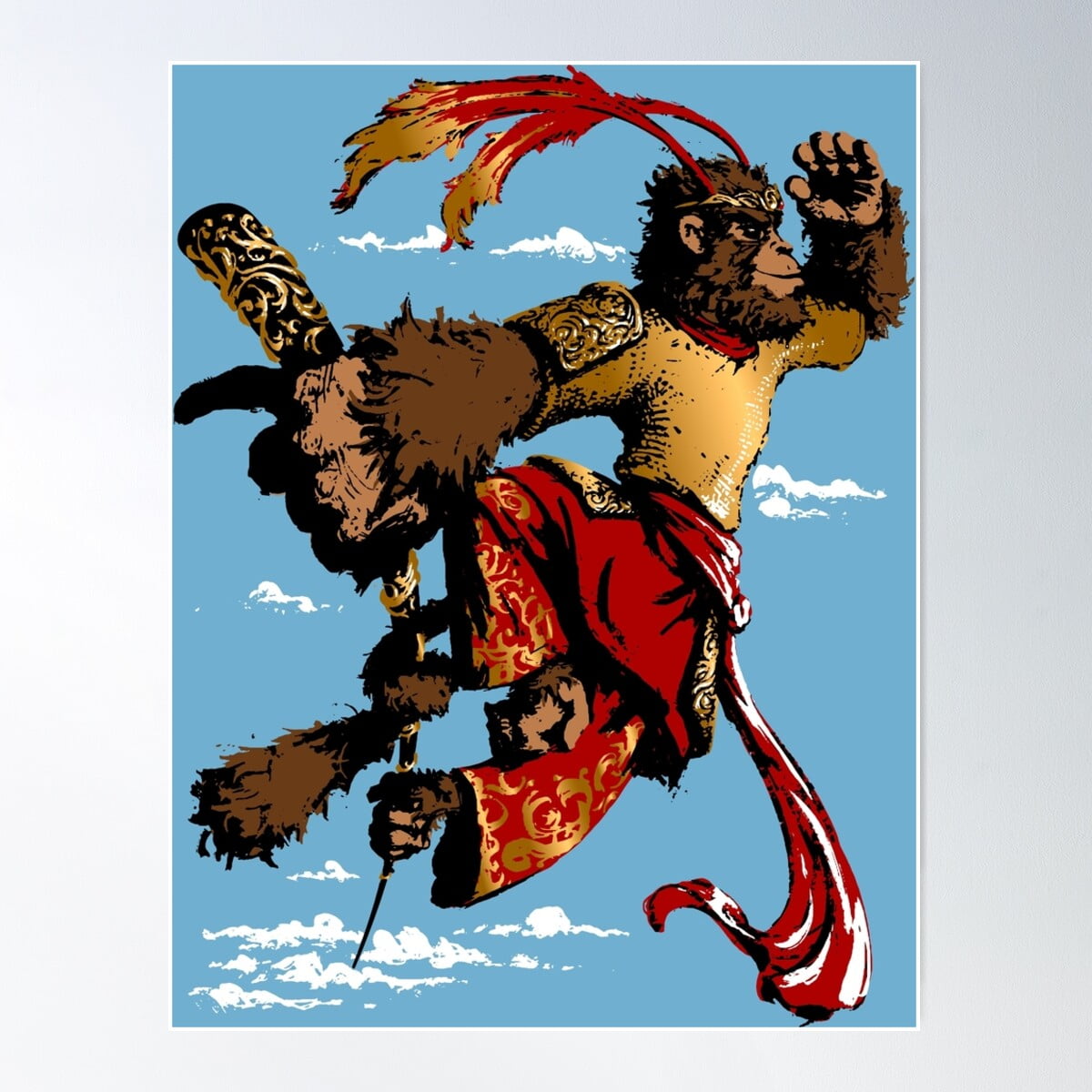 Sun Wukong-Monkey King Poster Wall Art, Modern Wall Decor For Living ...