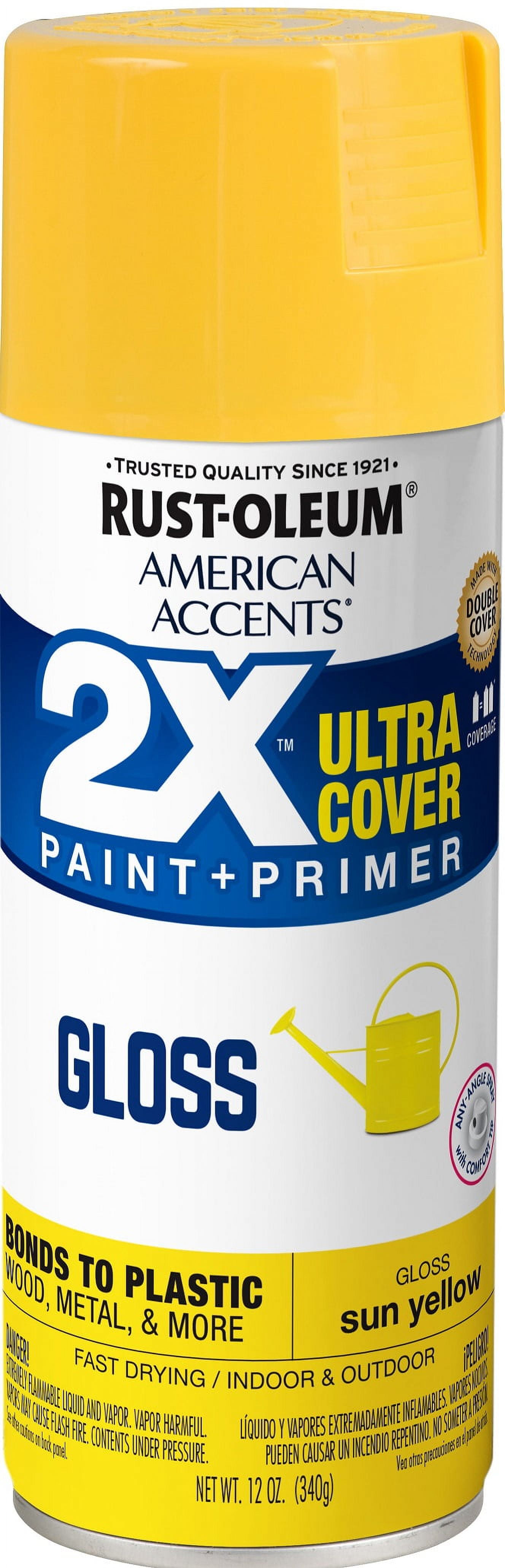 Rust-Oleum Sun Yellow Spray Paint 12 oz Gloss Ultra Cover with Double ...