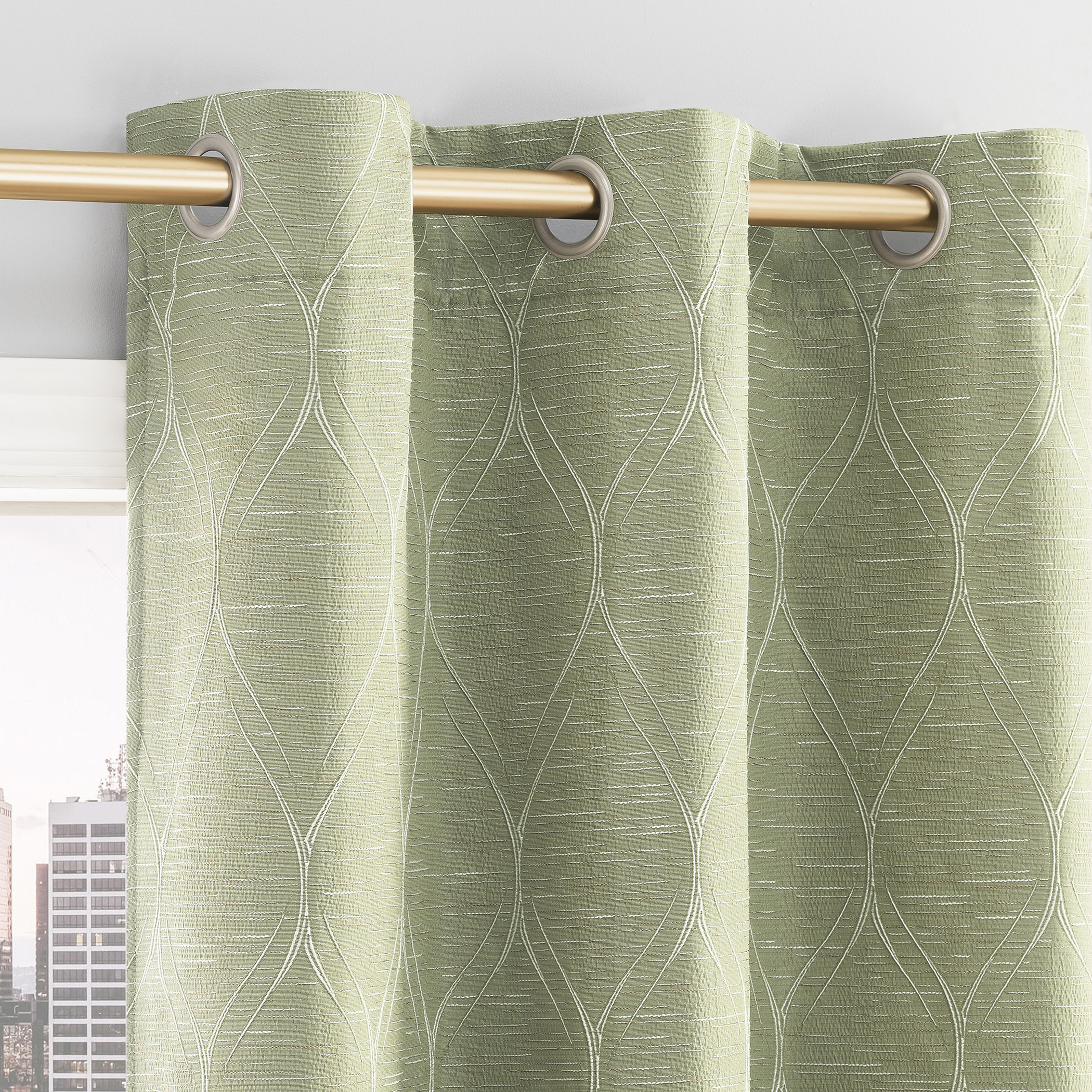 Sun Zero Deltona Ogee Watercolor Energy Efficient Grommet Curtain Panel ...