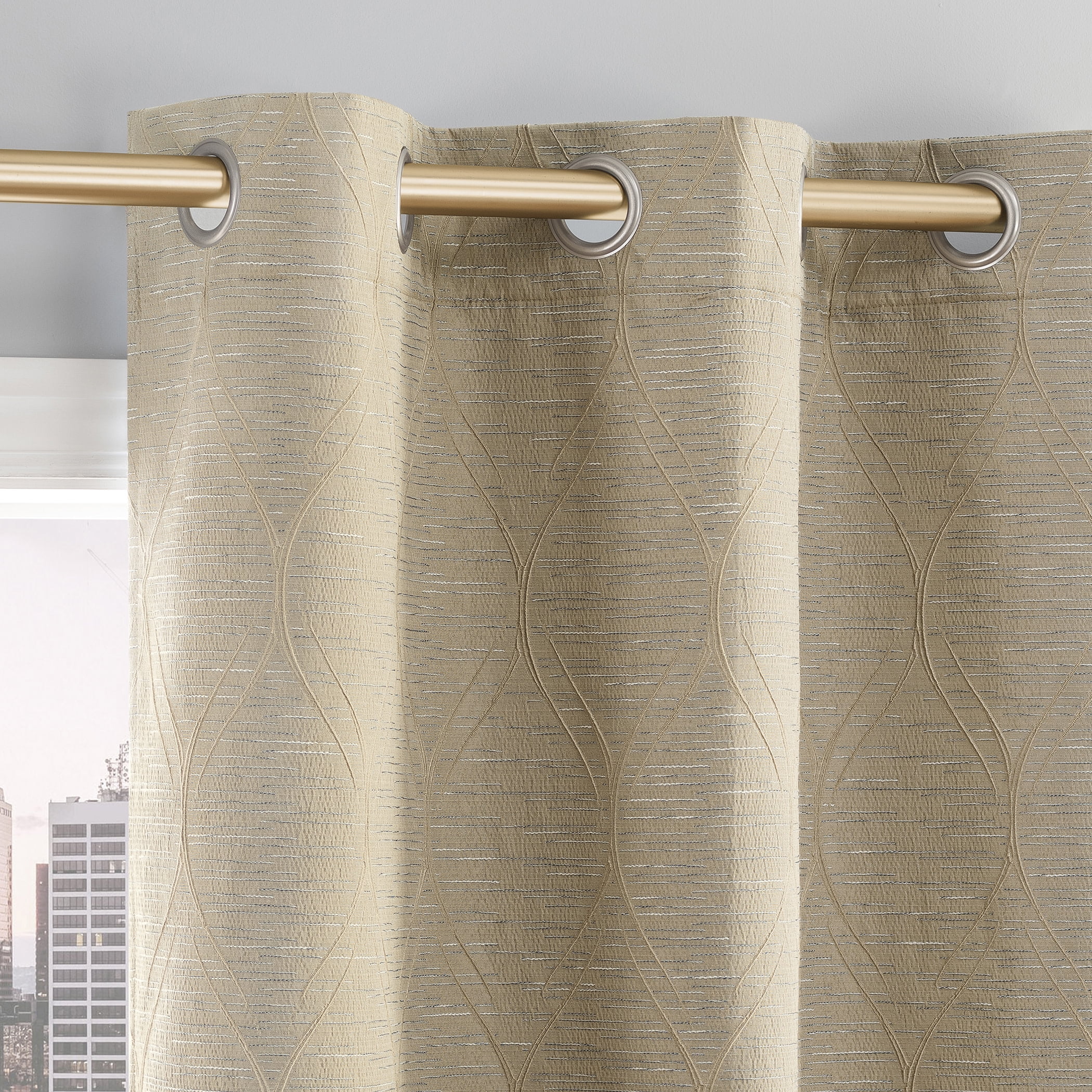 Sun Zero Alaster Geometric Ogee 100% Blackout Grommet Curtain Panel, 40 ...