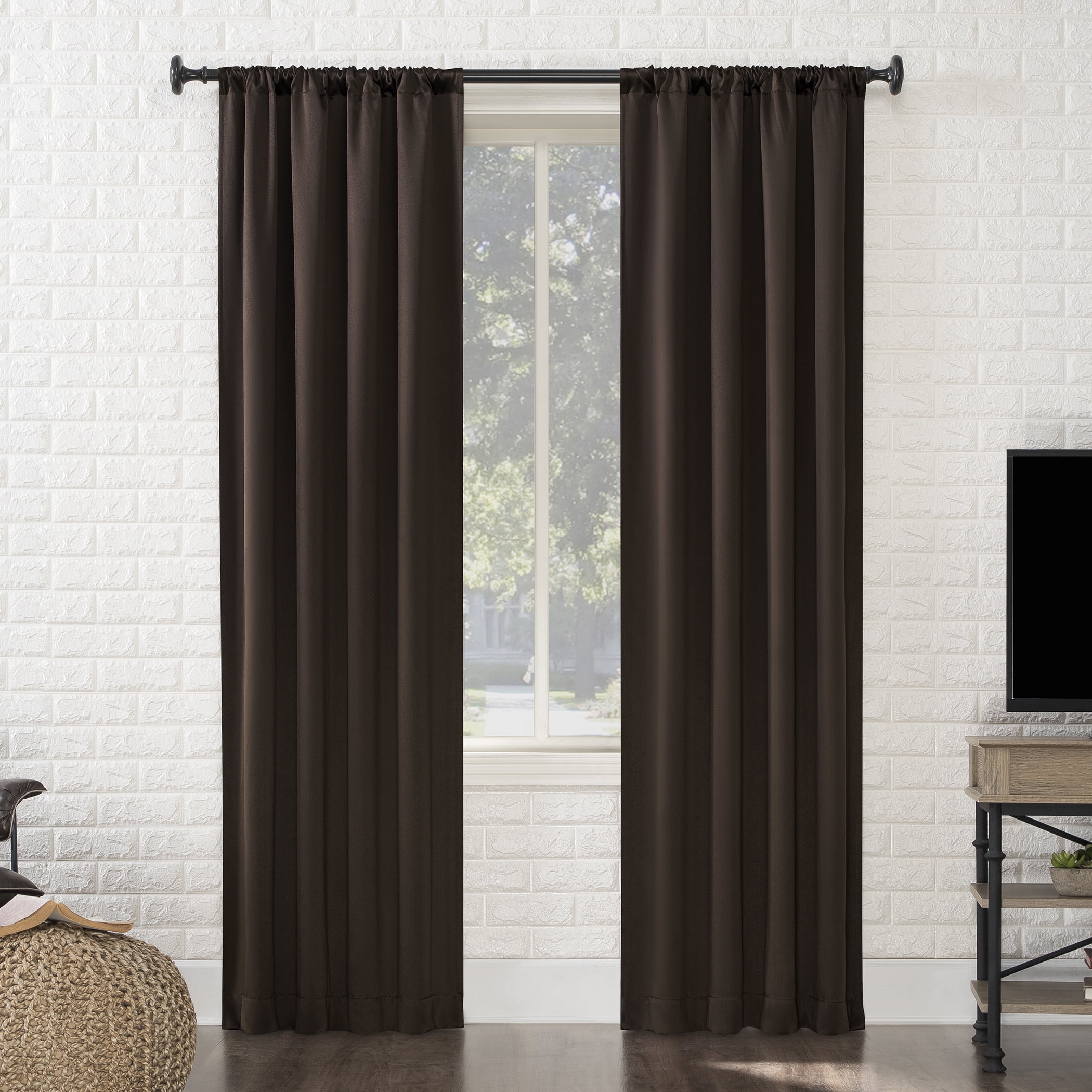 Sun Zero Avery 100 Blackout Rod Pocket Curtain Panel 40 x 95 Dark ...