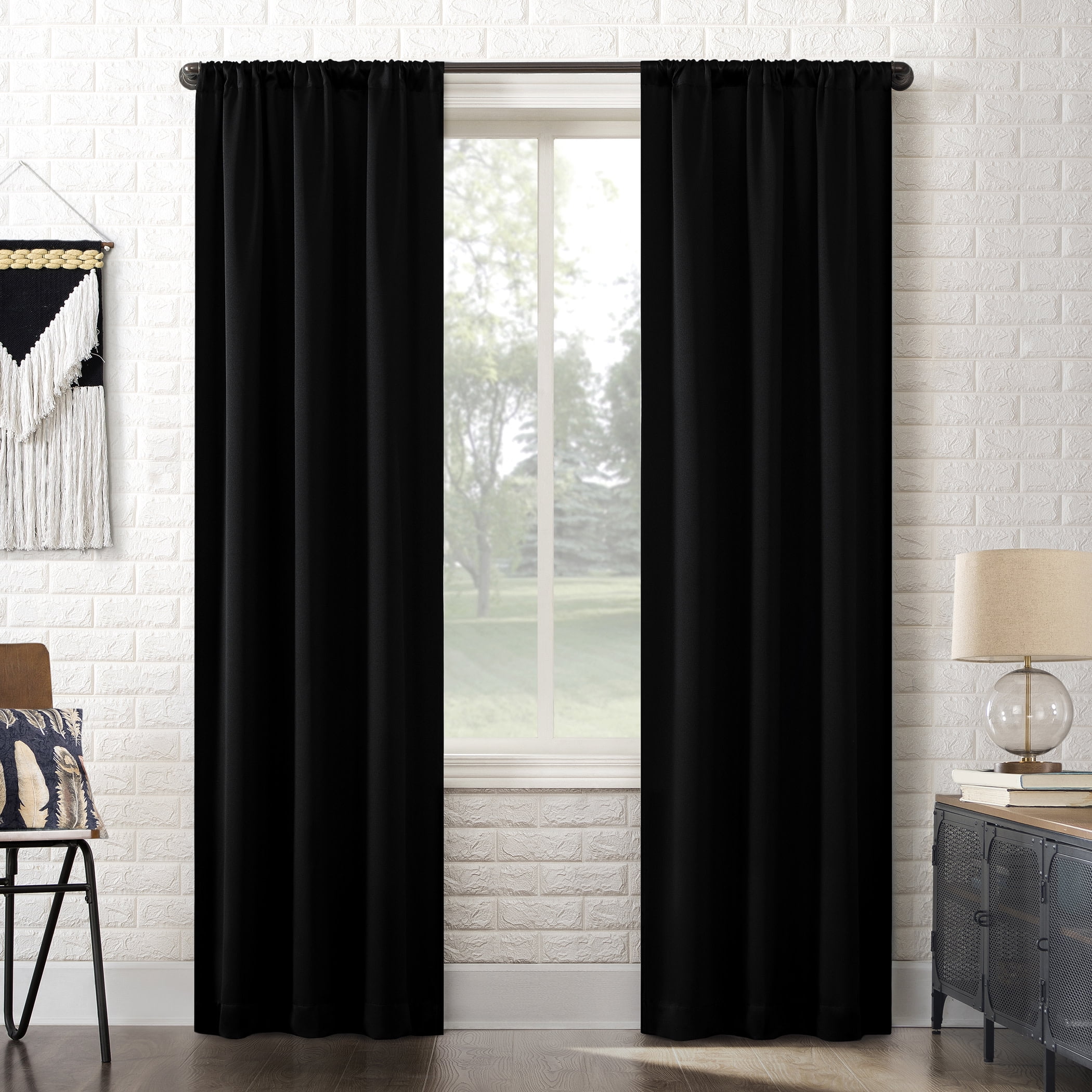 Sun Zero Bergen Theater Grade 100% Blackout Rod Pocket Curtain Panel ...