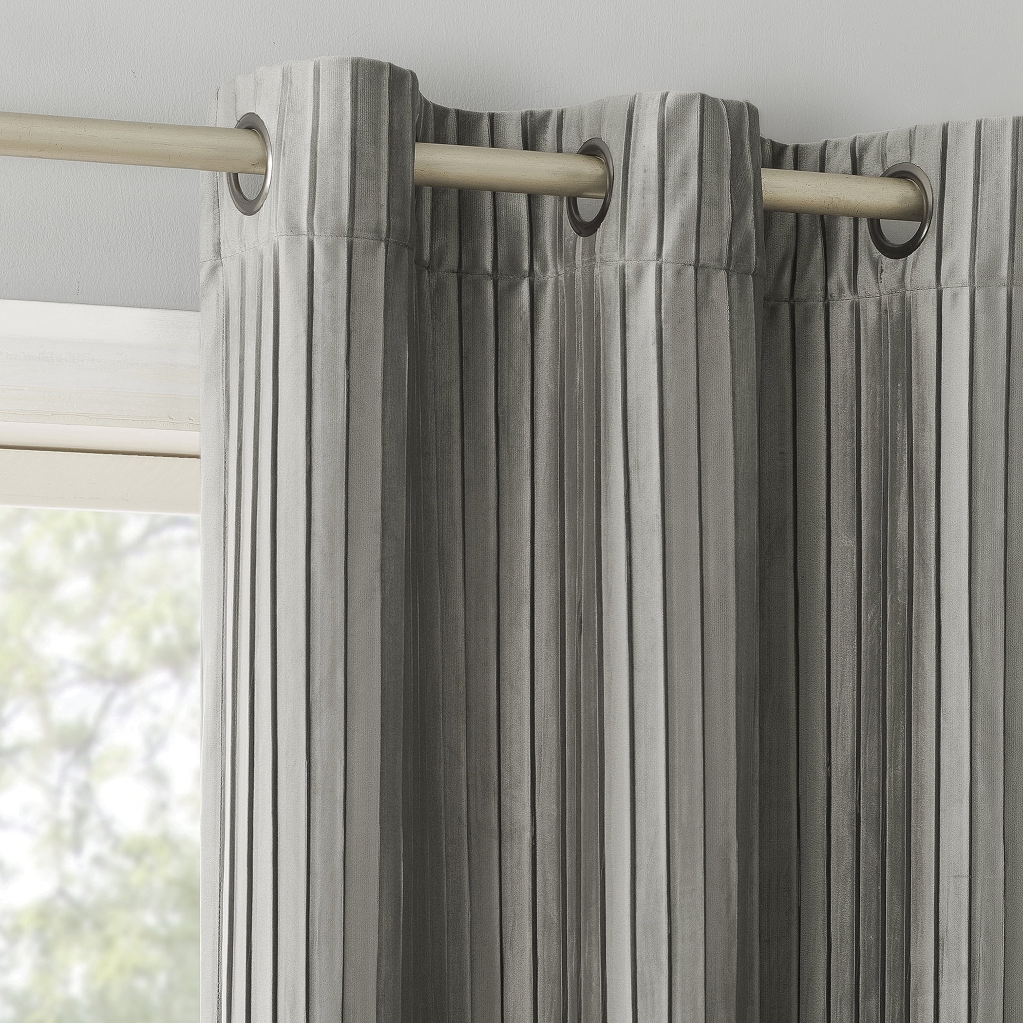 Sun Zero Cascade Pleated Velvet Blackout Grommet Curtain Panel, 40"X96 ...