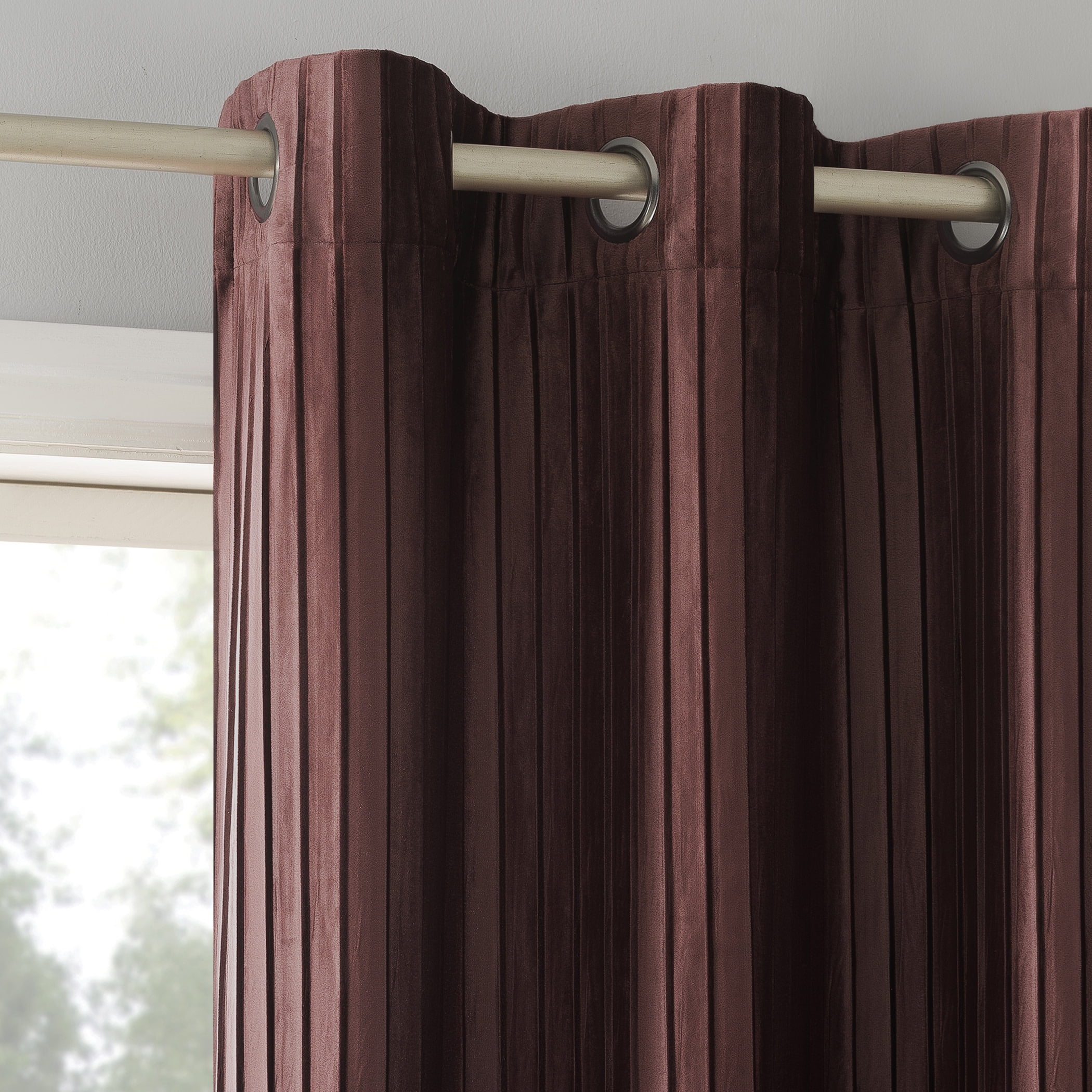 Sun Zero Cascade Pleated Velvet Blackout Grommet Curtain Panel, 40"X84 ...