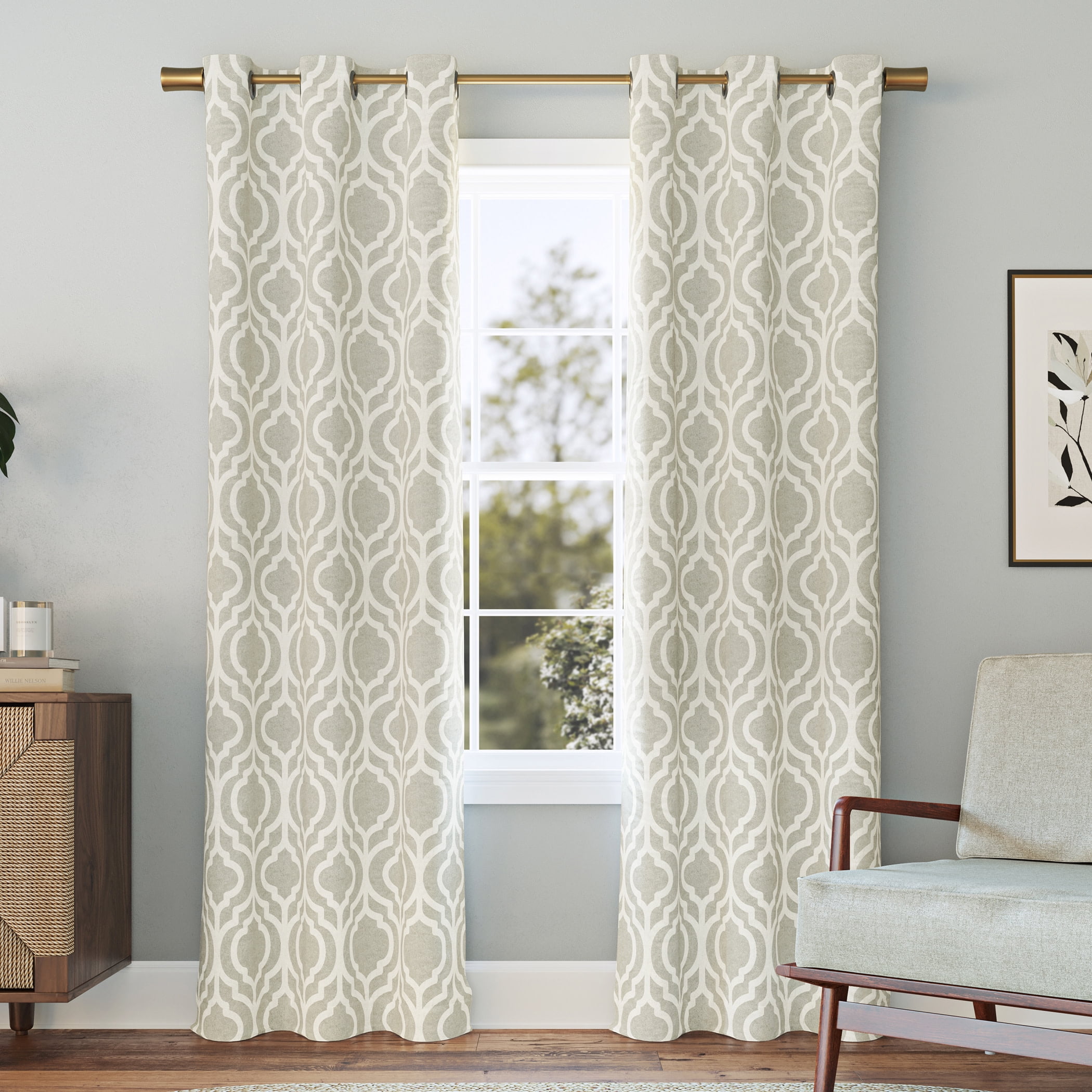 Sun Zero Eldon 1-Piece Trellis Print Blackout Grommet Curtain Panel, 40 ...
