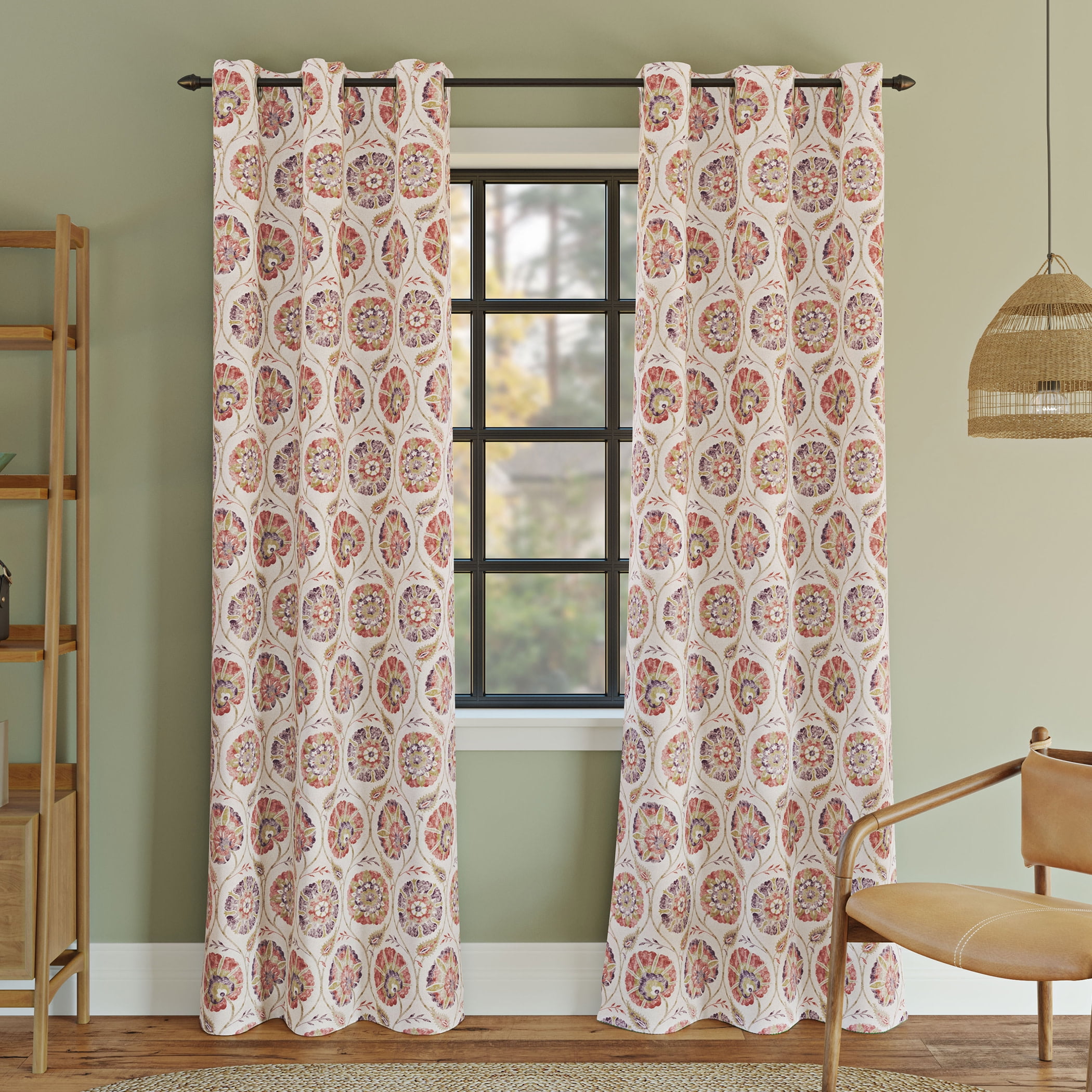 Sun Zero Indra Blackout Floral Curtain Panel 40x63 Light Blocking ...