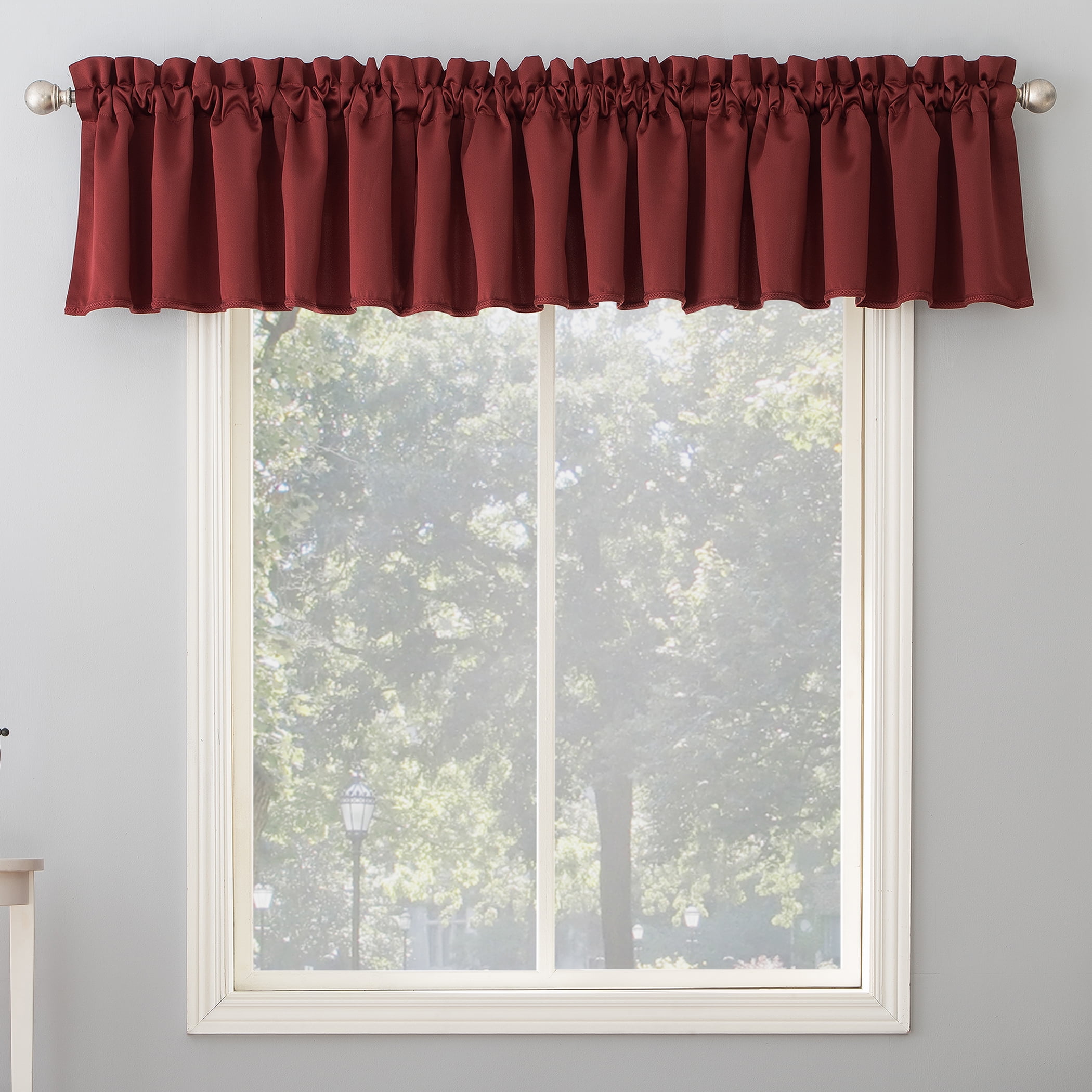 Sun Zero Kylee Rod Pocket Room Darkening Window Valance, 54"x18", Wine ...