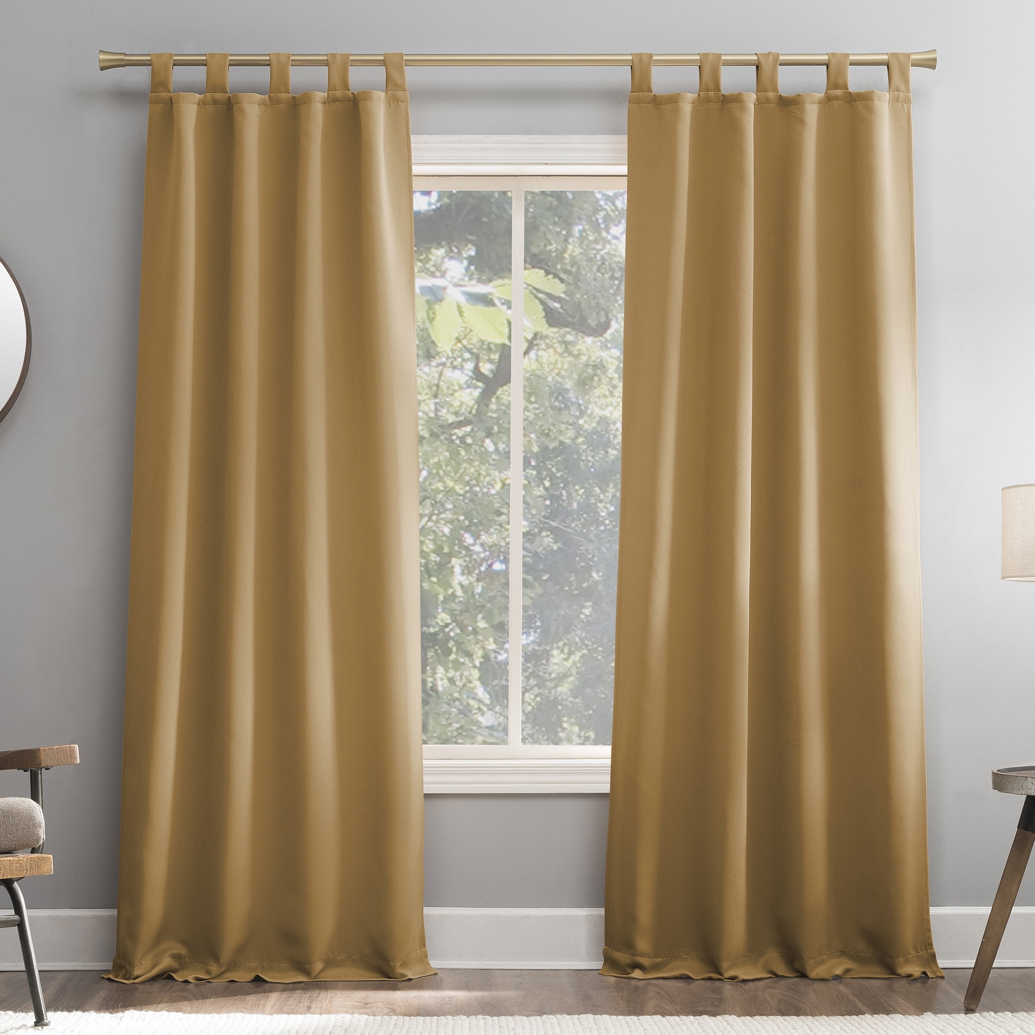 Sun Zero Nolan Blackout Tab Top Curtain Panel 40x95 Gold Light Blocking ...