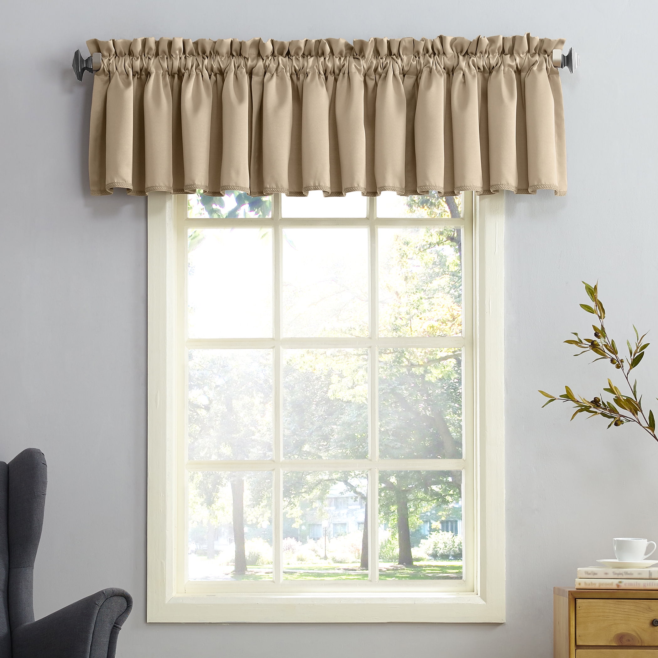 Sun Zero, Rod Pocket Room Darkening Valance, 54" x 18" - Walmart.com