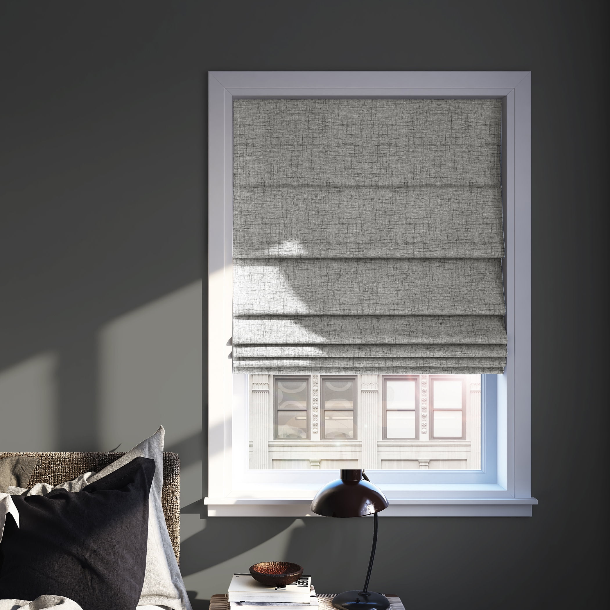 Sun Zero Somerton Textured 100% Blackout Cordless Roman Shade, 34"W x ...