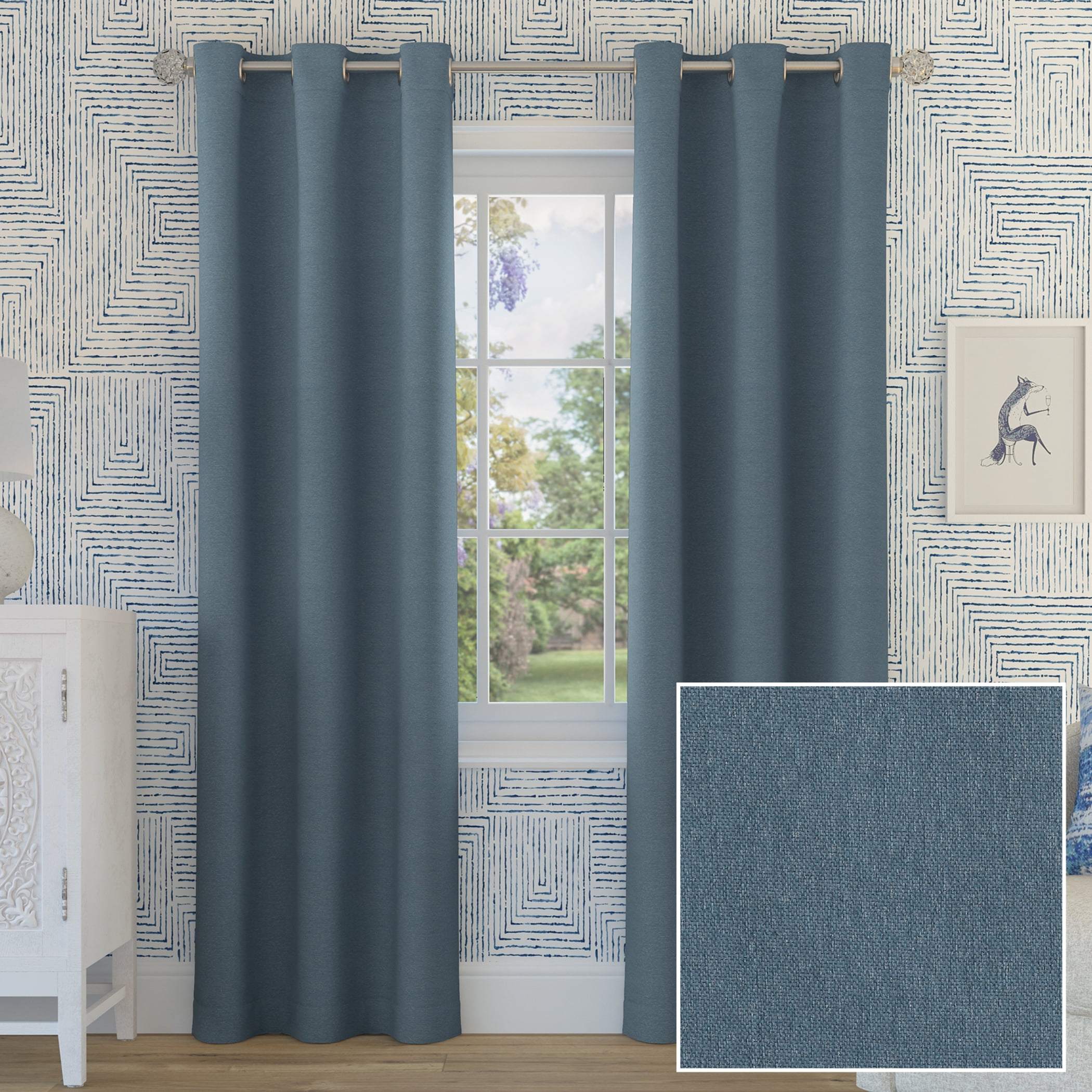 Sun Zero Tulare 100% Blackout Heathered Texture Thermal Grommet Curtain ...