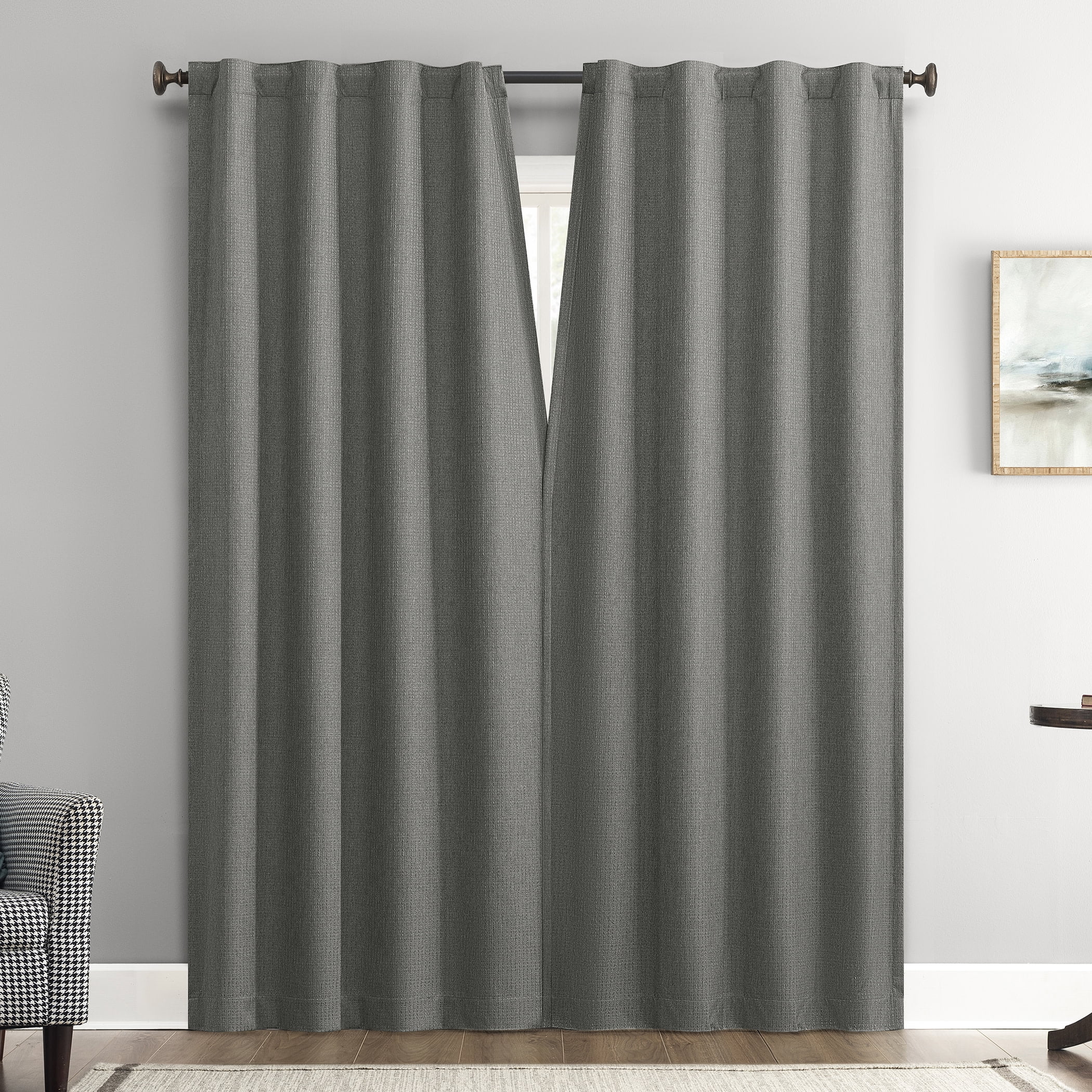 Sun Zero Vance 2-Piece 100% Blackout Thermal Back Tab Curtain Panel ...