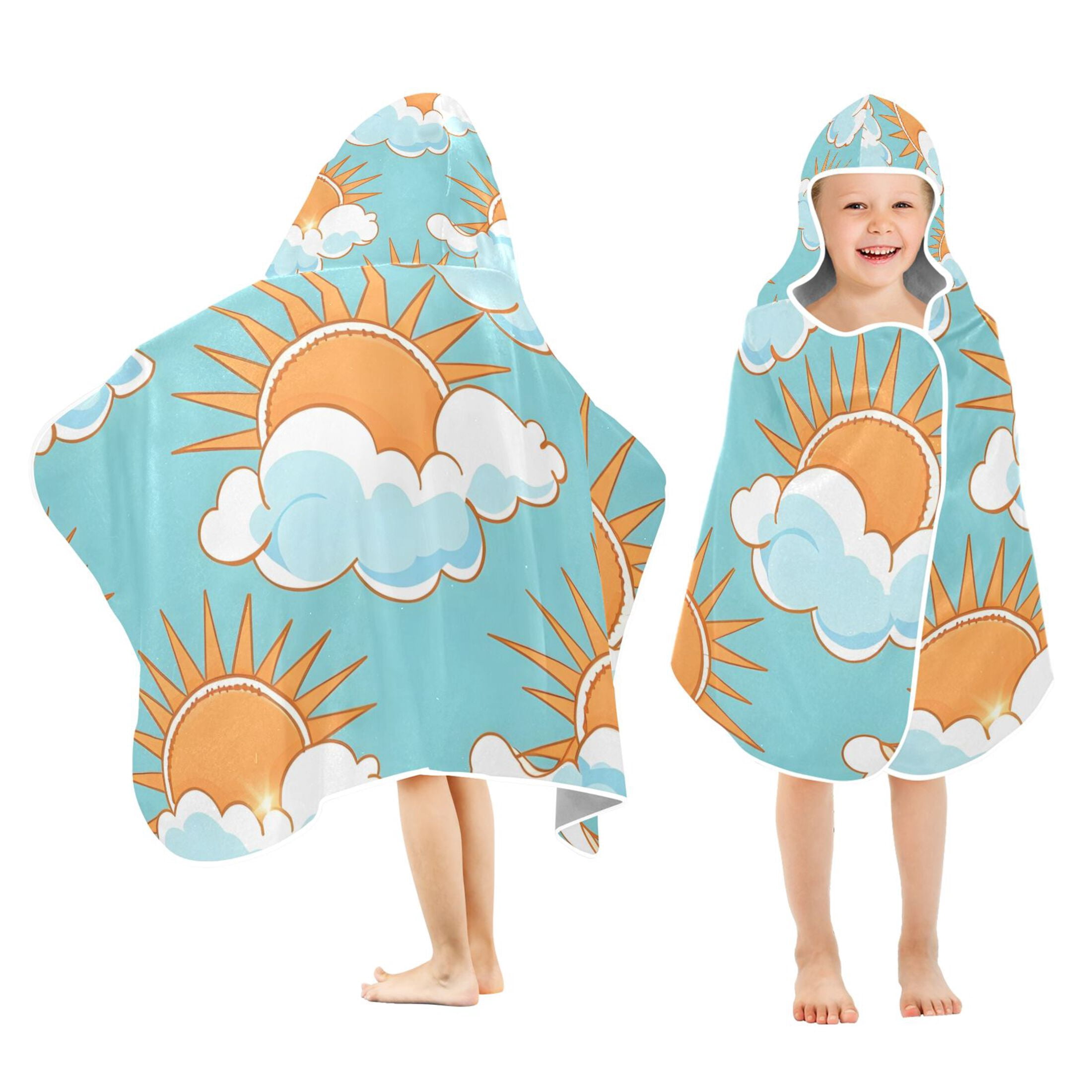 Sun and Cloud Toddler Hooded Beach Towel 24" x 50" Kids Bath Towels ...