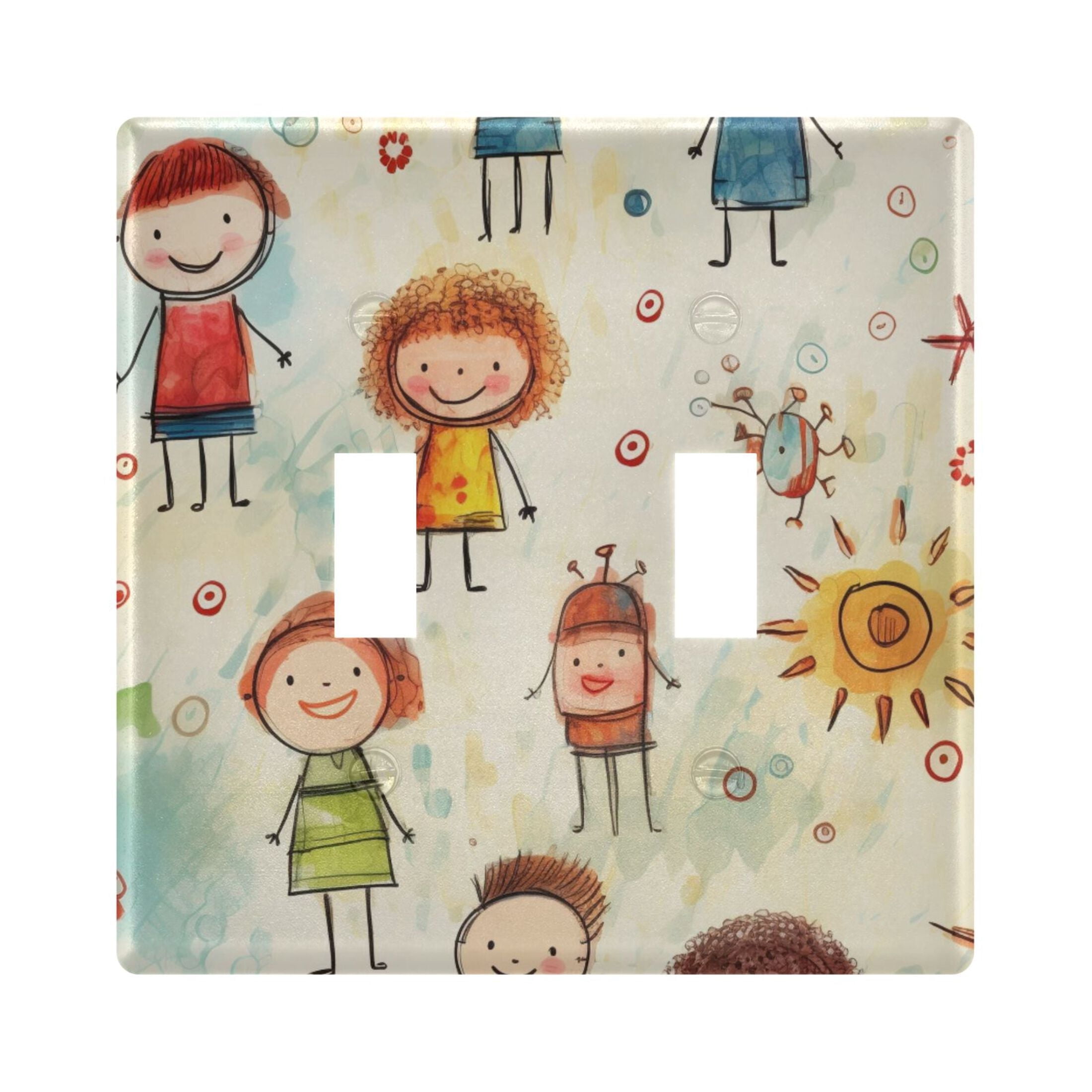 Sun and Kids Light Switch Plate Covers 2 Gang Wall Plate Plastics ...