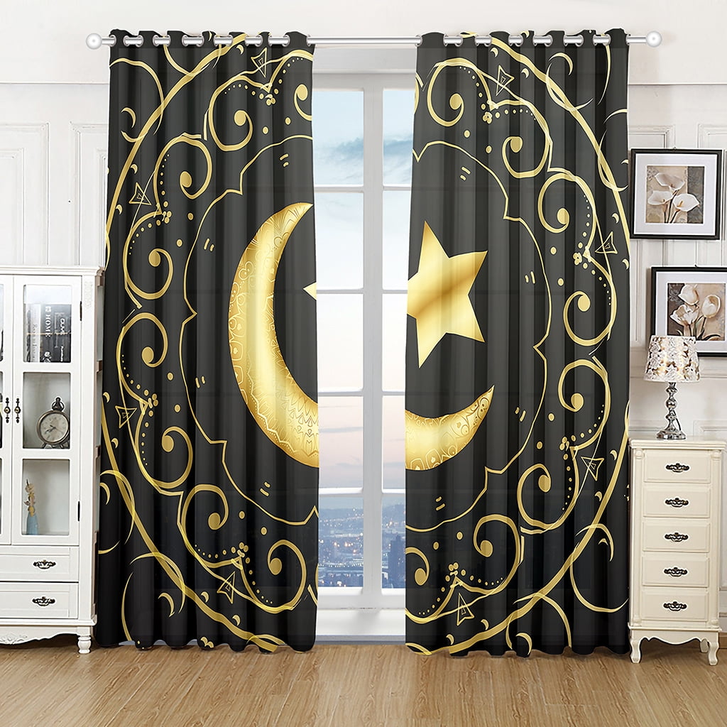 Sun and Moon Aesthetic Sun Moon Curtains Black Dark Spiritual Wall ...