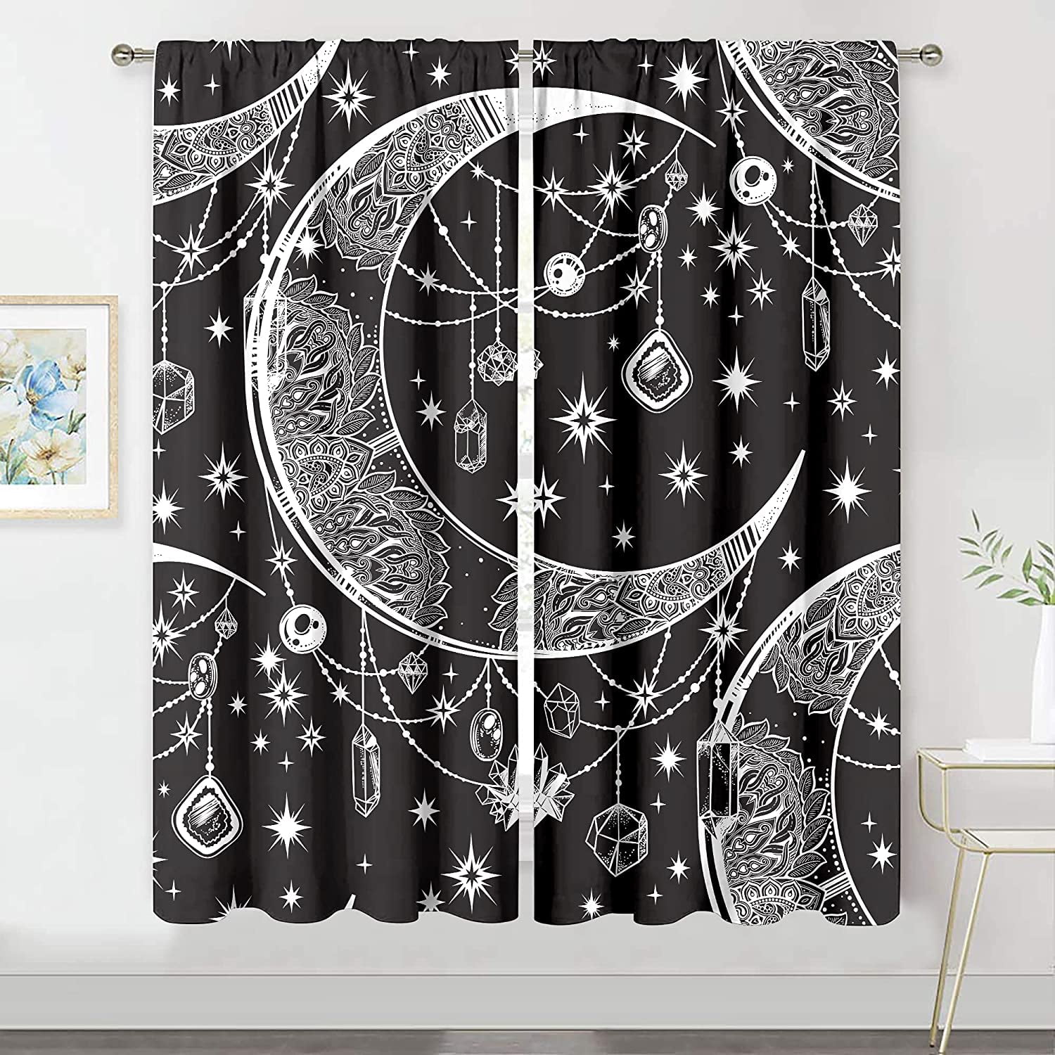 Sun and Moon Aesthetic Sun Moon Curtains Black Dark Spiritual Wall ...