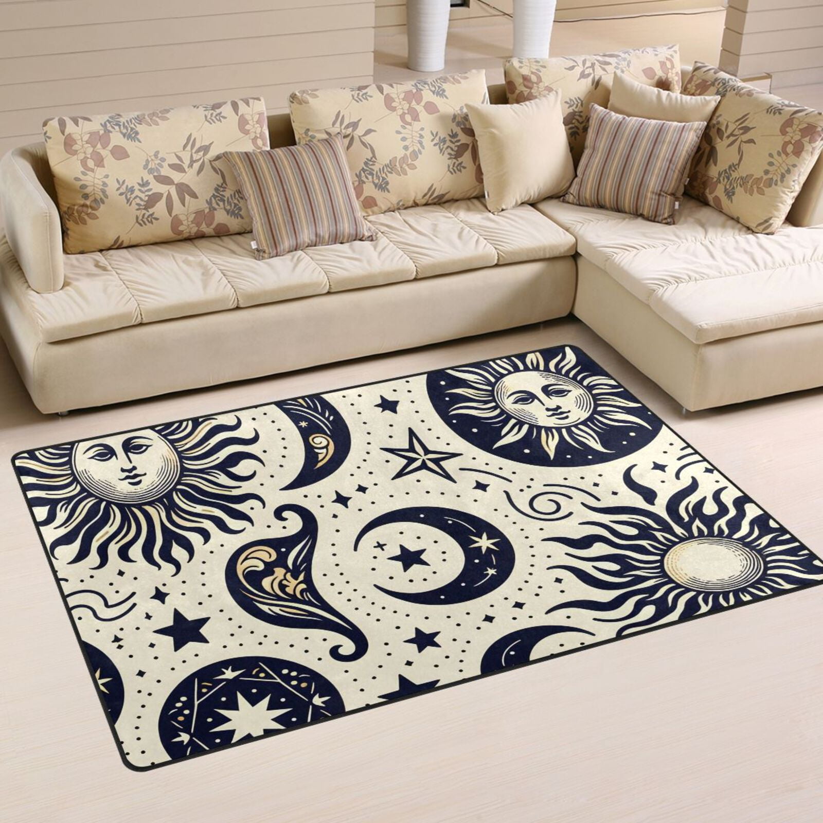 Sun and Moon Area Rug Washable Floor Carpet Mat 60 x 39 inch for ...