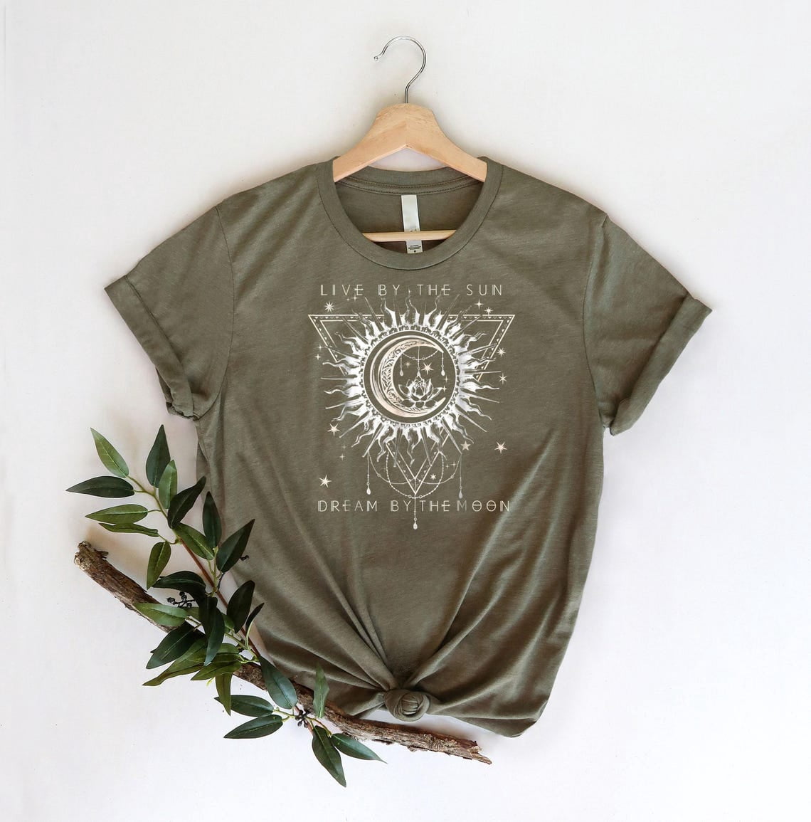 Sun and Moon Boho Celestial Graphic T-Shirt, Spiritual Design Women's ...