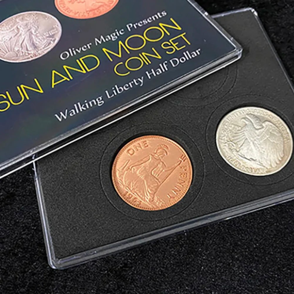 Sun and Moon Coin Set (Walking Liberty Half Dollar) Magic Tricks Coins ...