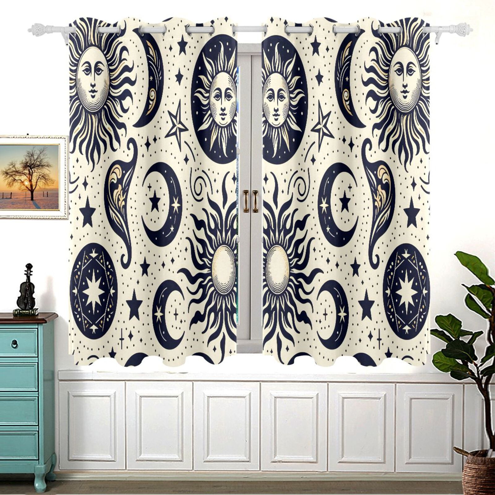 Sun and Moon Curtain Black Out Thermal Insulation Curtains Aesthetic 54 ...