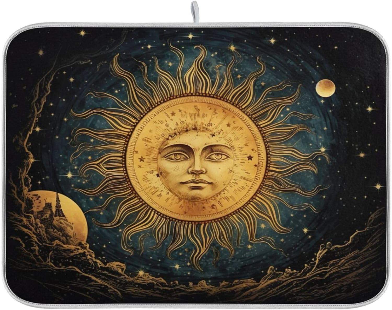 Sun and Moon Dish Drying Mat for Kitchen Counter, Ultra Absorbent ...